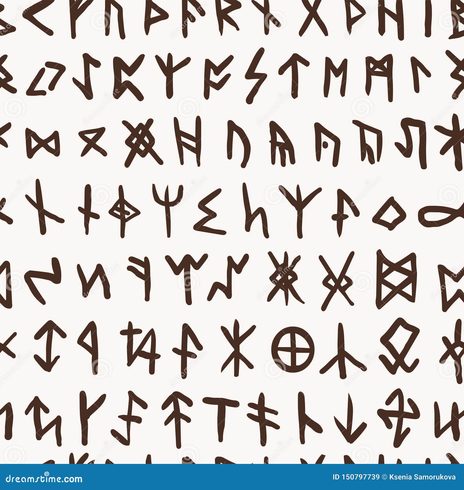 Seamless Pattern of Runes. Esoteric Symbols Stock Vector - Illustration ...