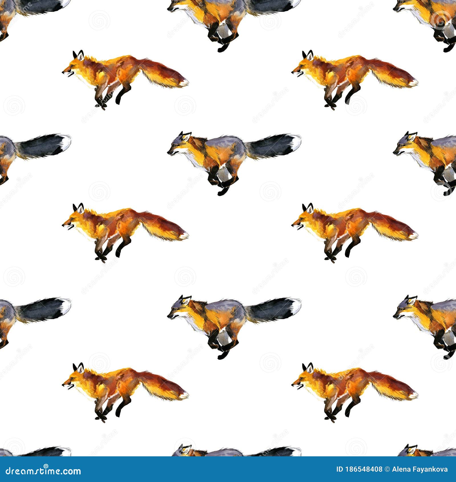 Seamless Pattern with Runing Fox Stock Illustration - Illustration of ...