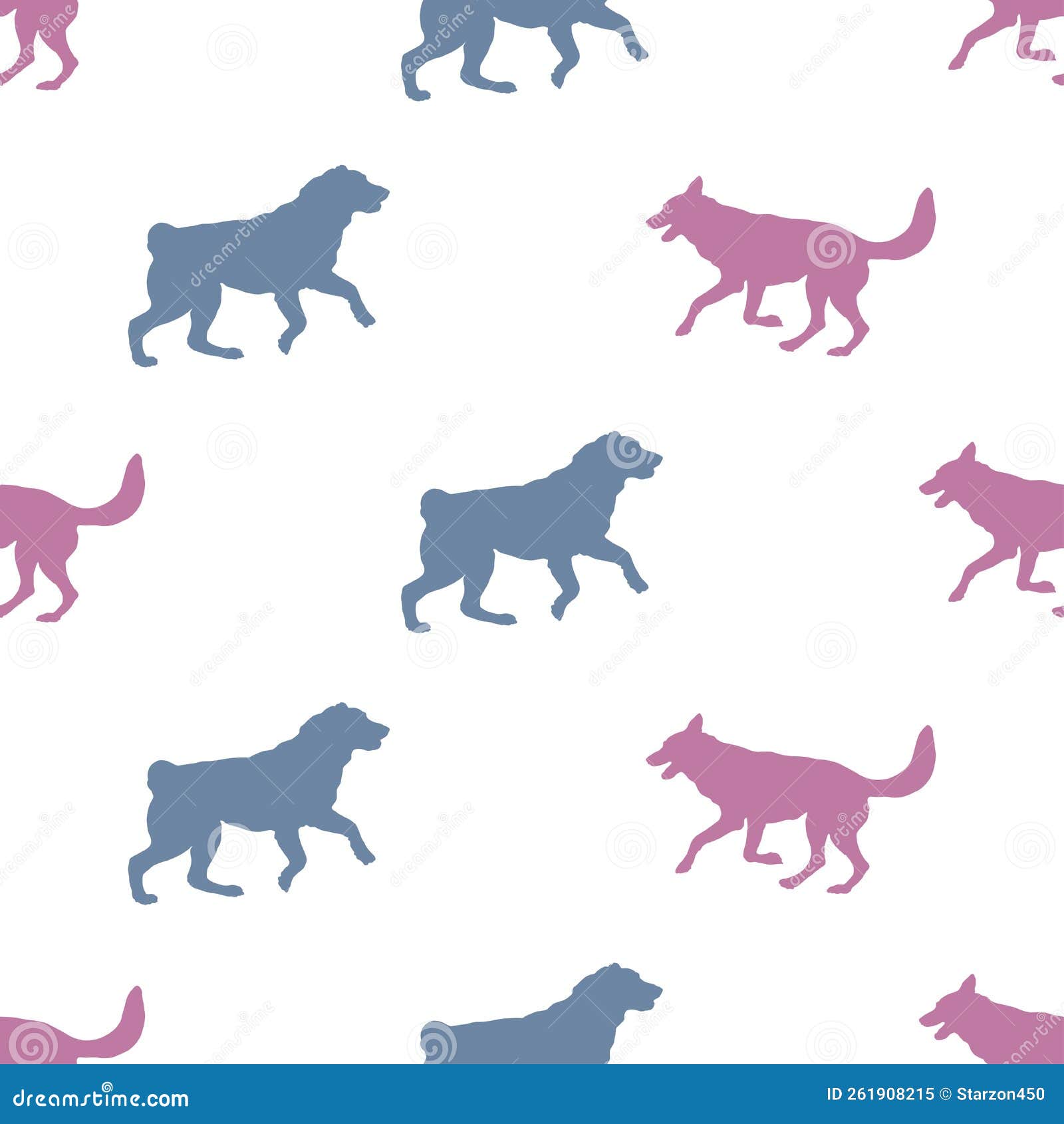 Seamless Pattern. Running And Jumping Two Dogs. Dog Silhouette. Endless ...