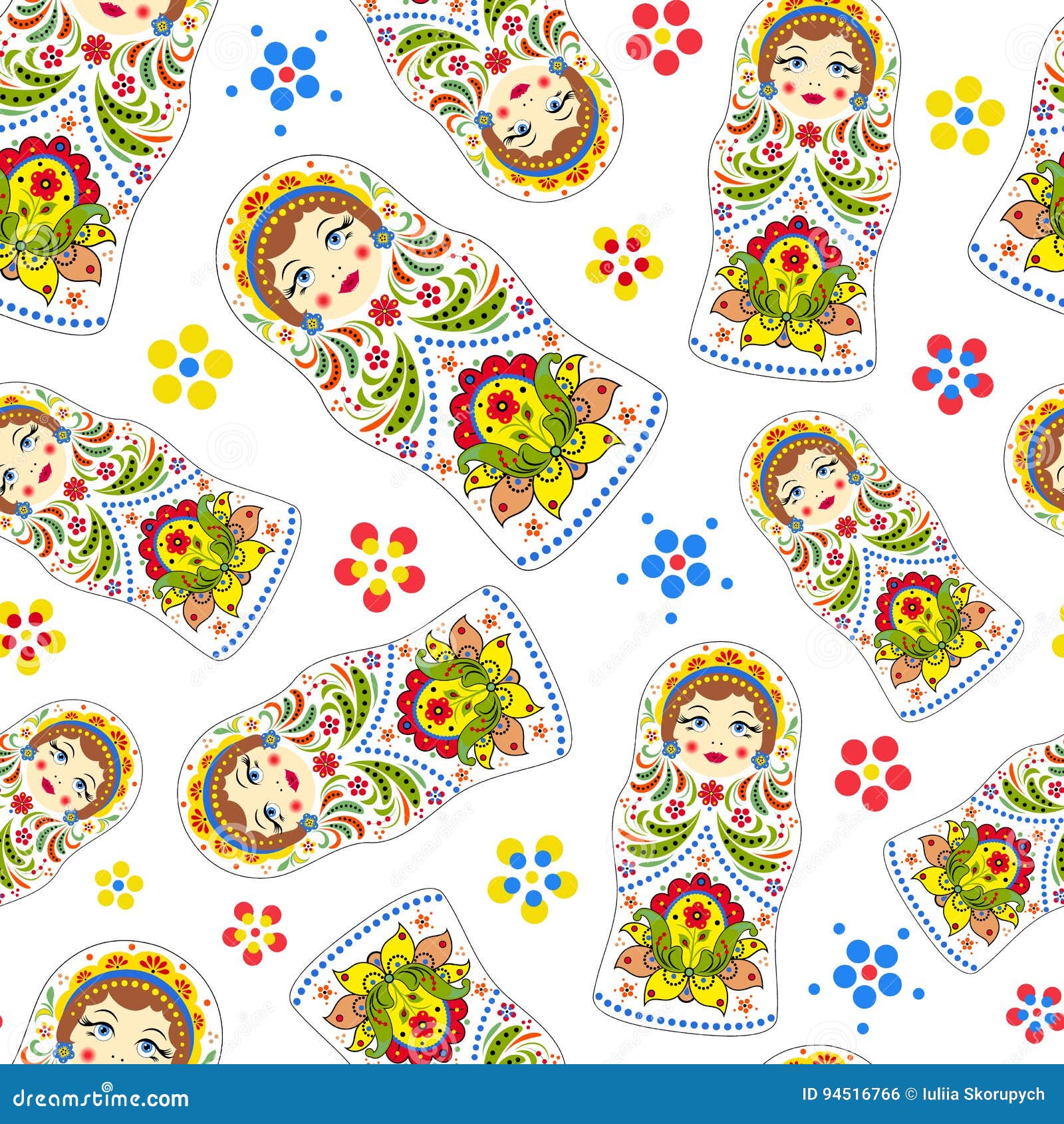 Seamless Pattern with Russian Dolls Stock Vector - Illustration of ...