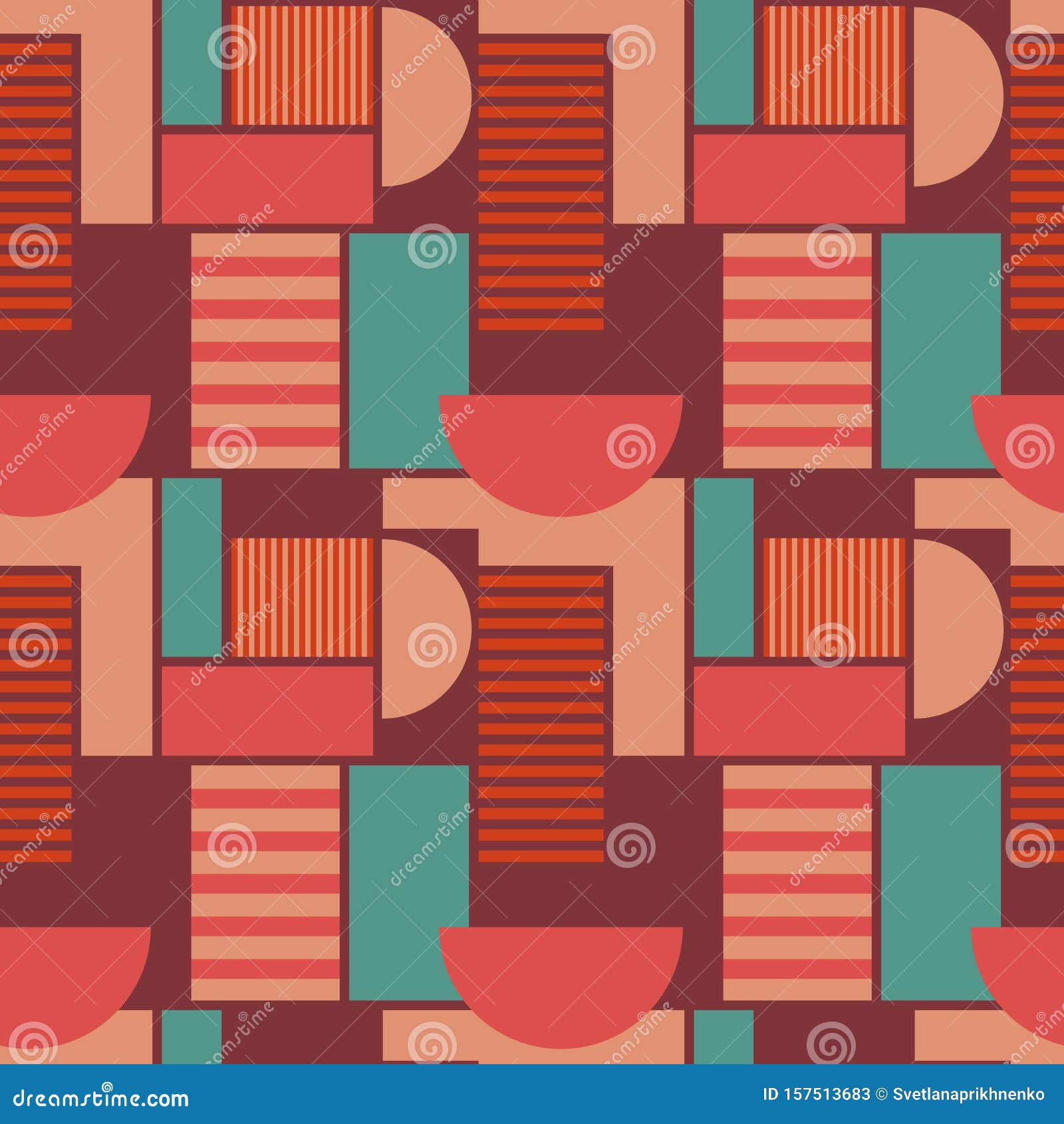 Seamless Pattern in 60s Style Stock Vector - Illustration of repeat ...