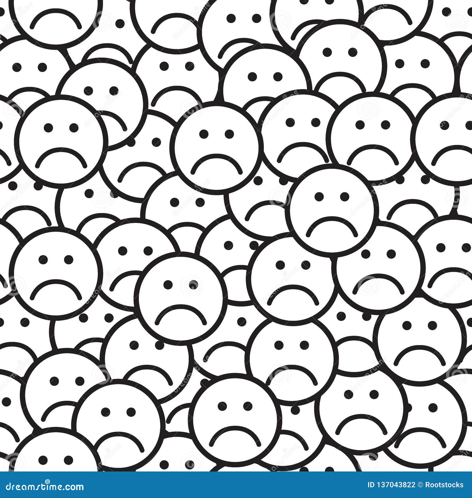Seamless Pattern with Sad Face Icons Stock Illustration - Illustration ...