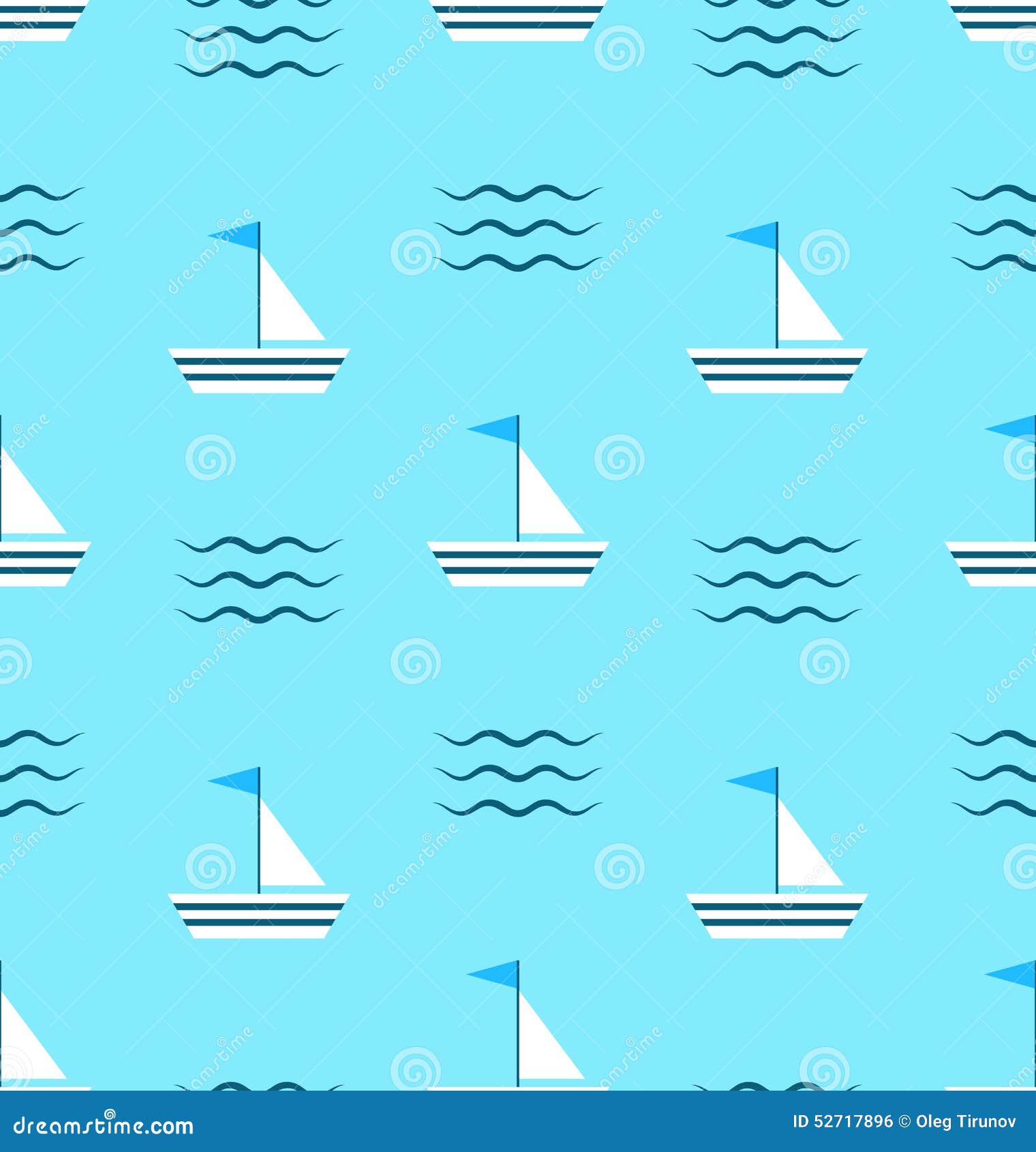 Seamless Pattern with Sail Boats on Blue Background Stock Vector ...