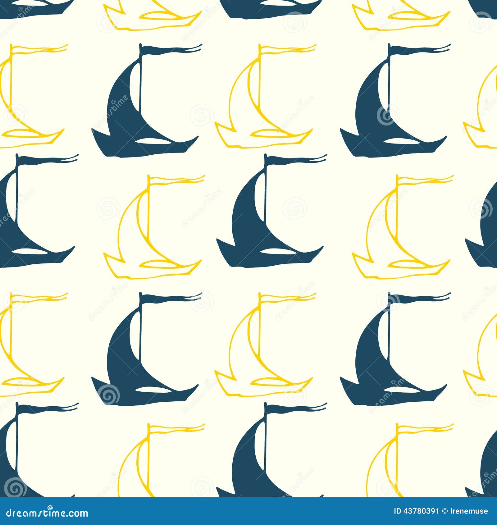 Seamless Pattern with Sailing Boats Stock Vector - Illustration of ...