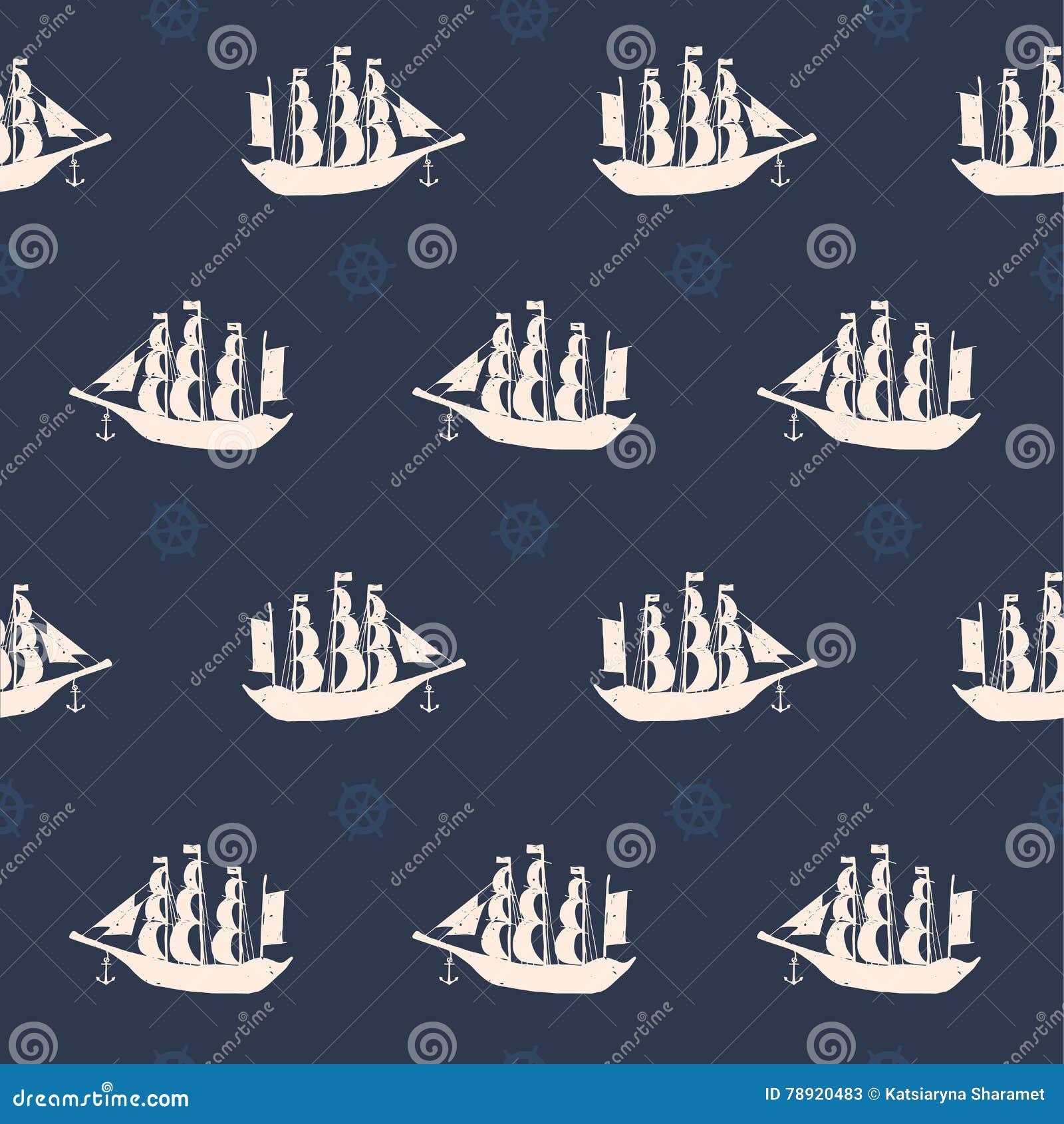 Seamless Pattern with Sailing Ships. Stock Vector - Illustration of ...