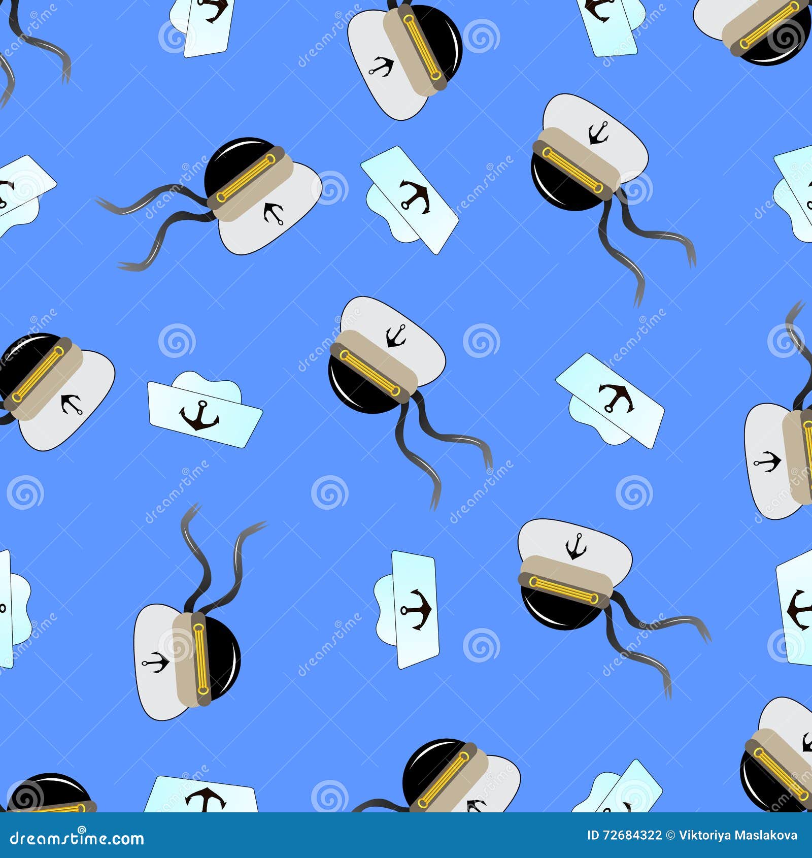 Seamless Pattern with Sailor Cap. Vector Illustration Stock Vector ...