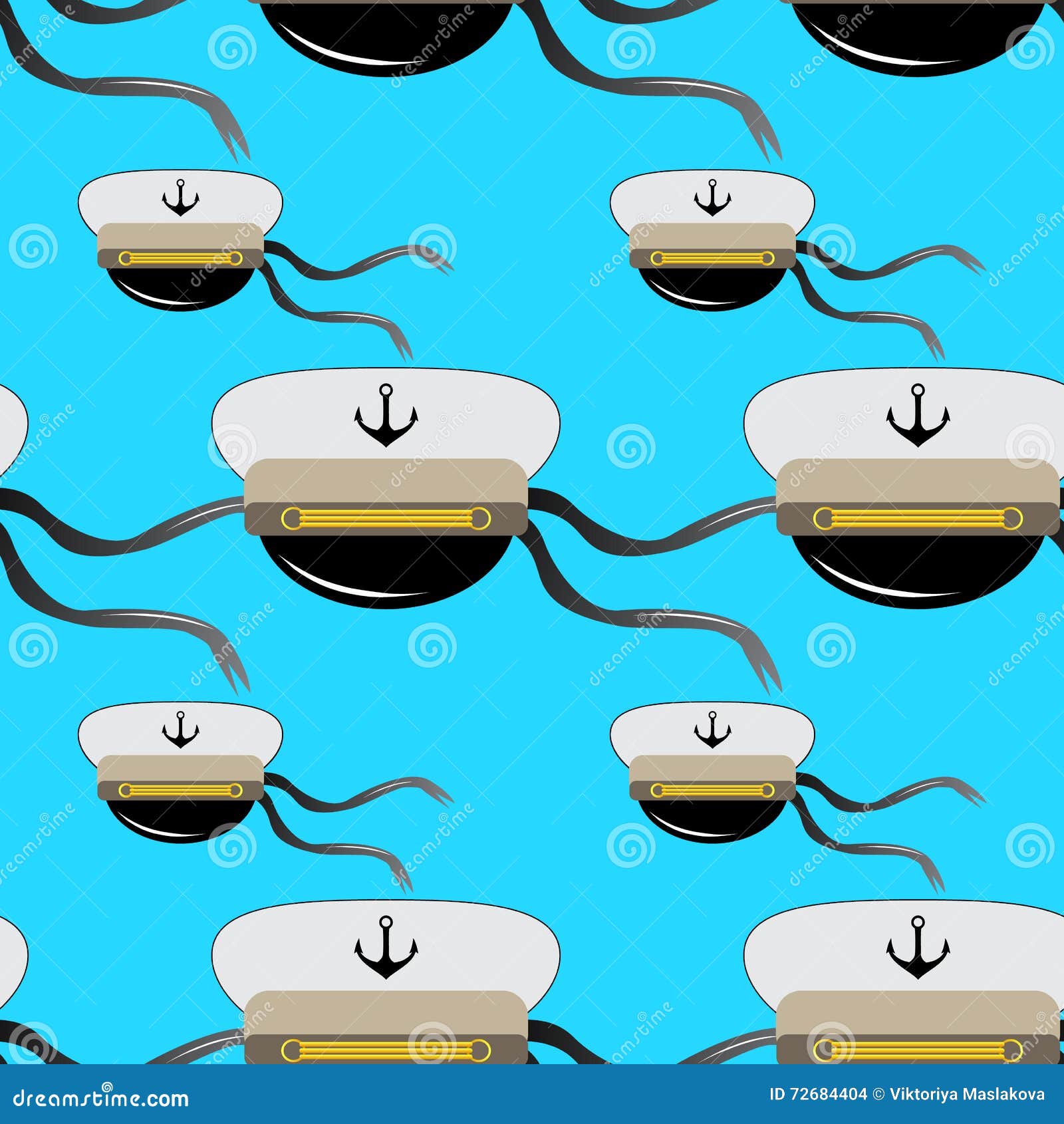 Seamless Pattern with Sailor Cap. Vector Illustration Stock Vector ...