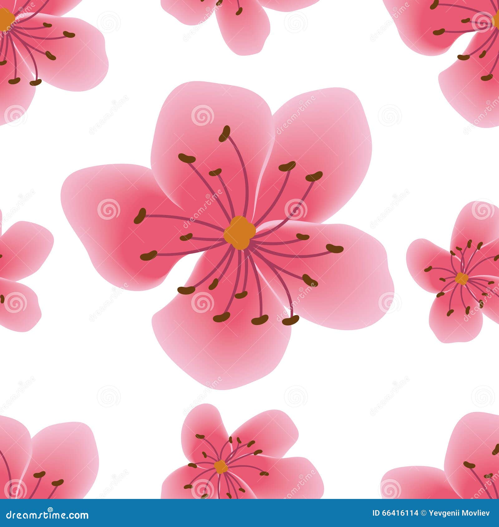 Seamless Pattern with Sakura Flowers Stock Vector - Illustration of ...