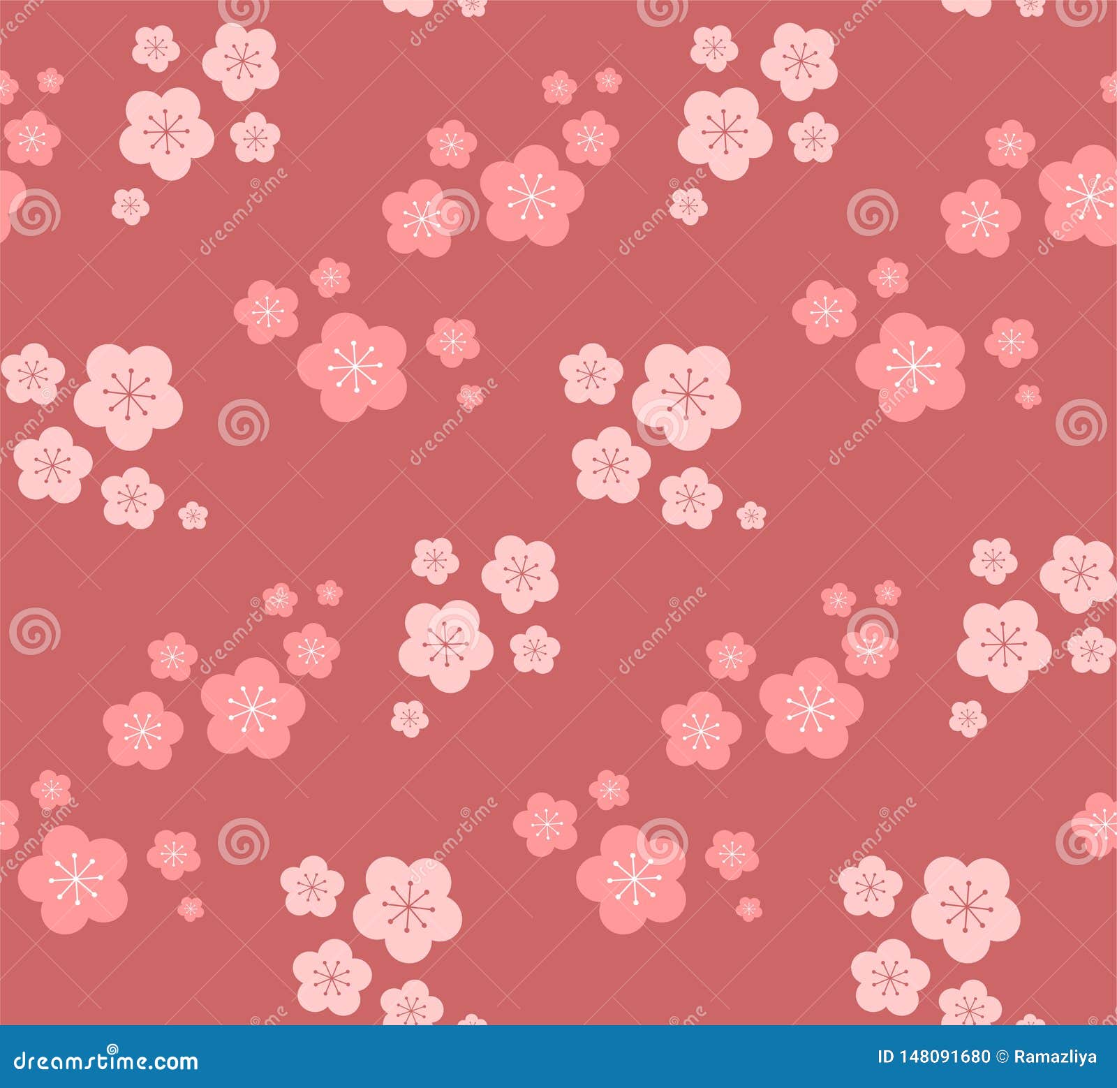 Seamless Pattern Of Sakura Flowers In Vector Stock Vector ...