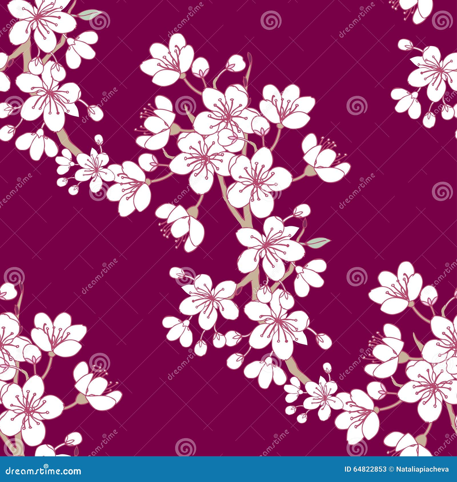 Seamless Pattern Sakura stock vector. Illustration of congratulations ...