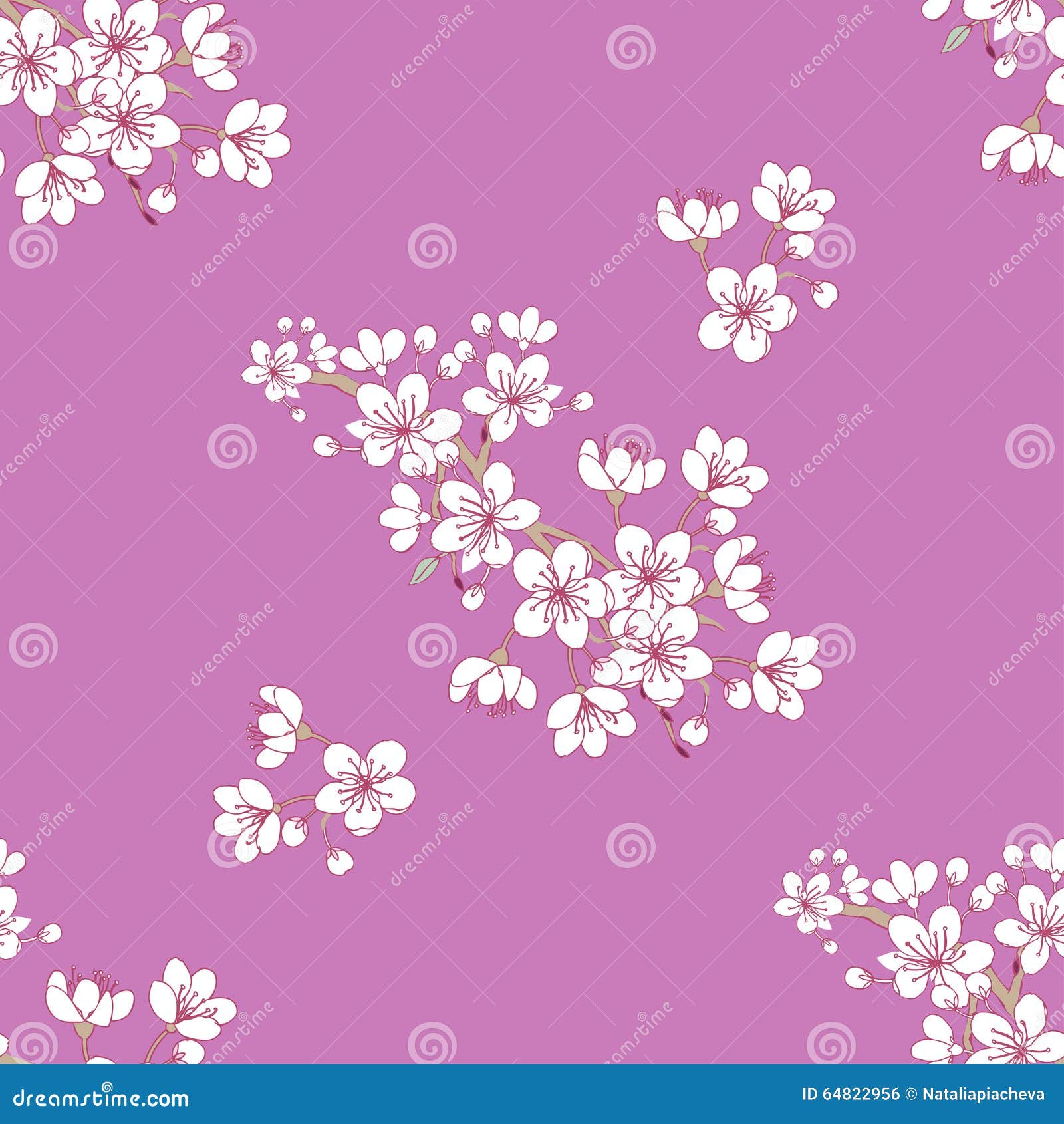 Seamless Pattern Sakura stock vector. Illustration of spring - 64822956