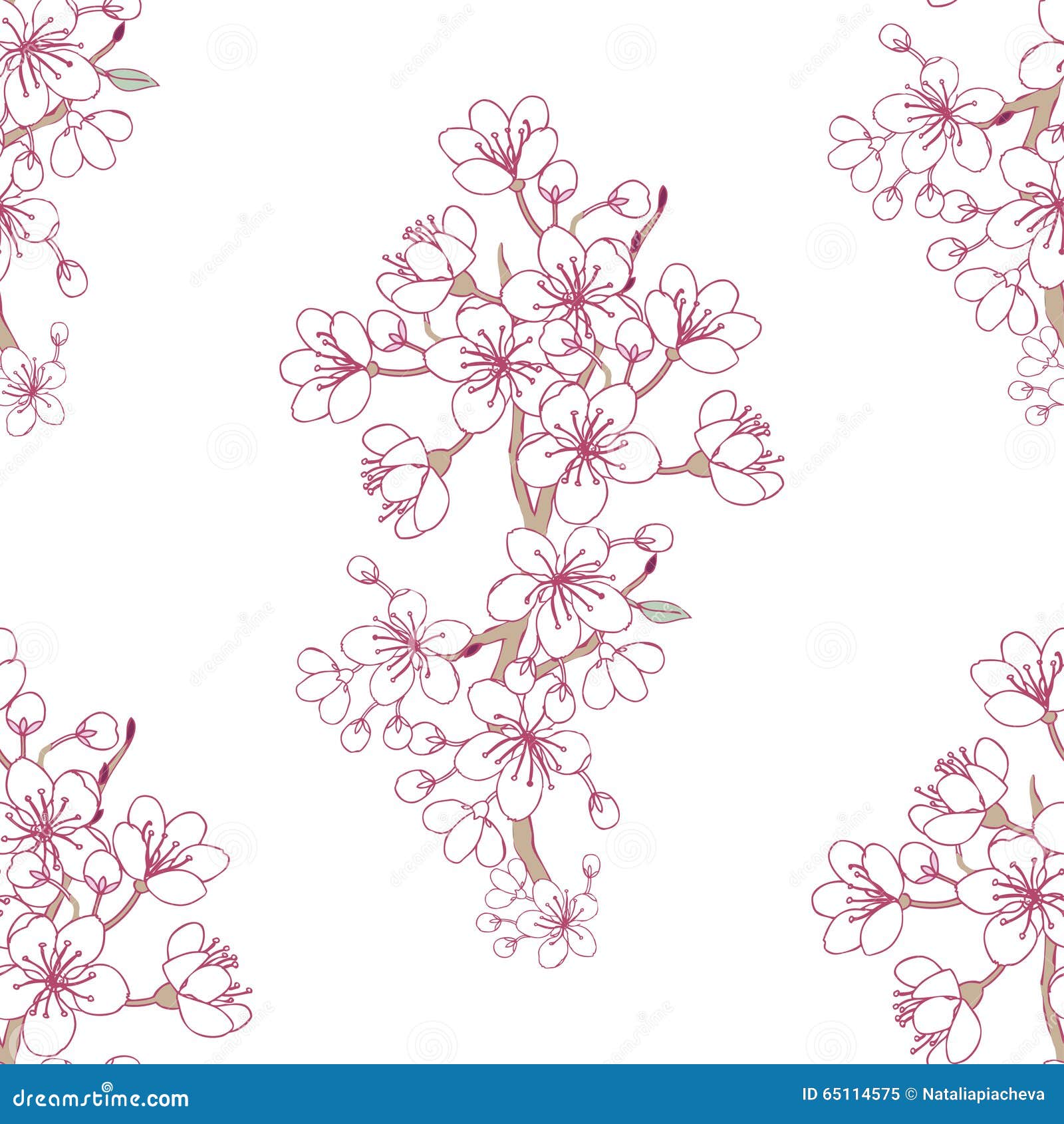 Seamless Pattern Sakura_3 stock illustration. Illustration of botanical ...