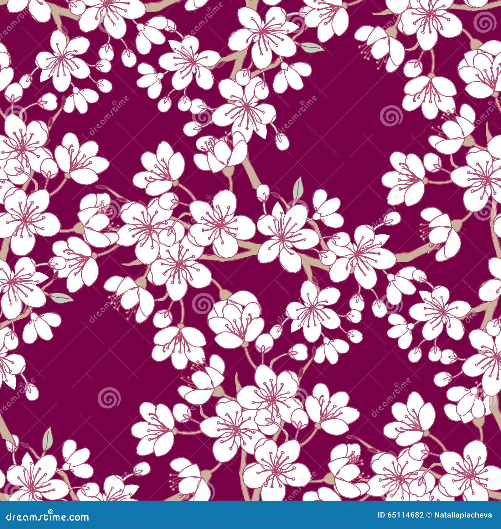 Seamless Pattern Sakura stock illustration. Illustration of apple ...