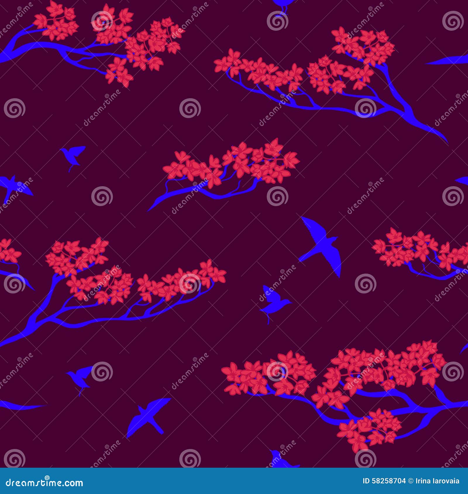 Seamless Pattern of Sakura Tree Stock Vector - Illustration of ...