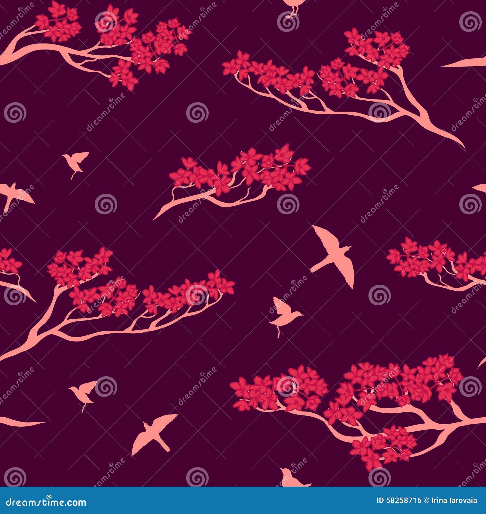 Seamless Pattern of Sakura Tree Stock Vector - Illustration of japan ...