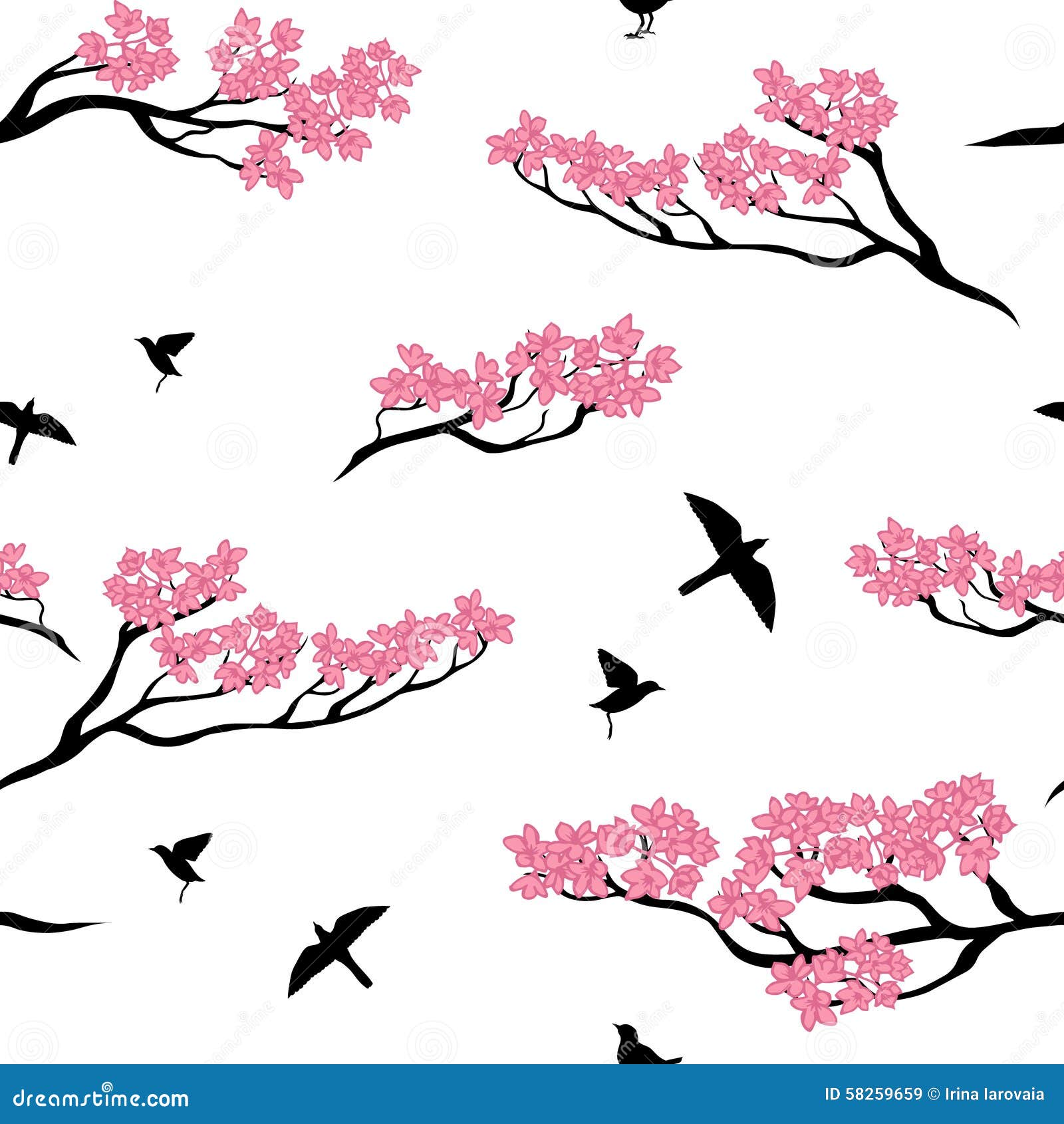 Seamless Pattern Of Sakura Tree Cartoon Vector | CartoonDealer.com ...