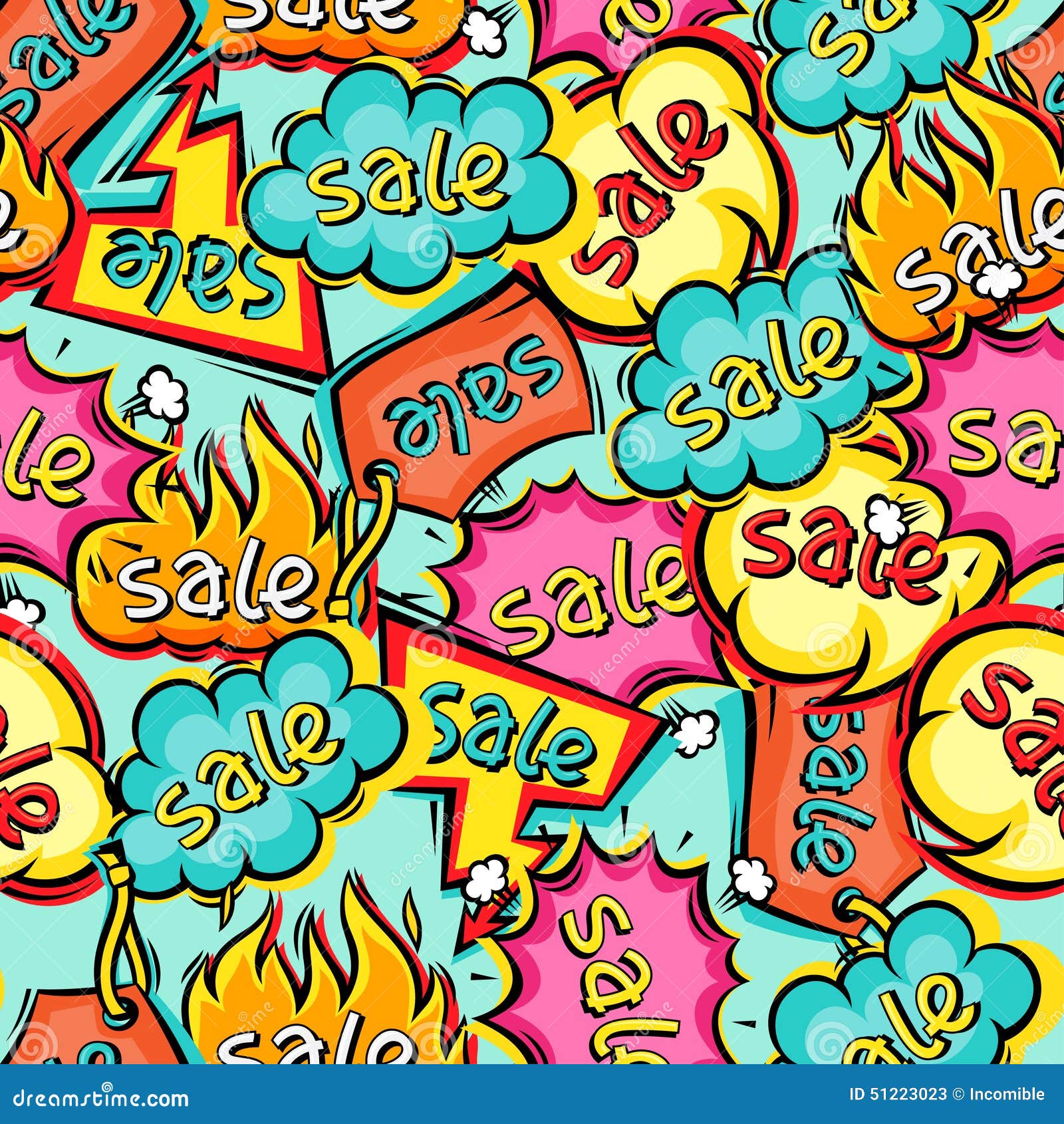 Seamless Pattern of Sale Speech Bubbles and Labels Stock Vector ...