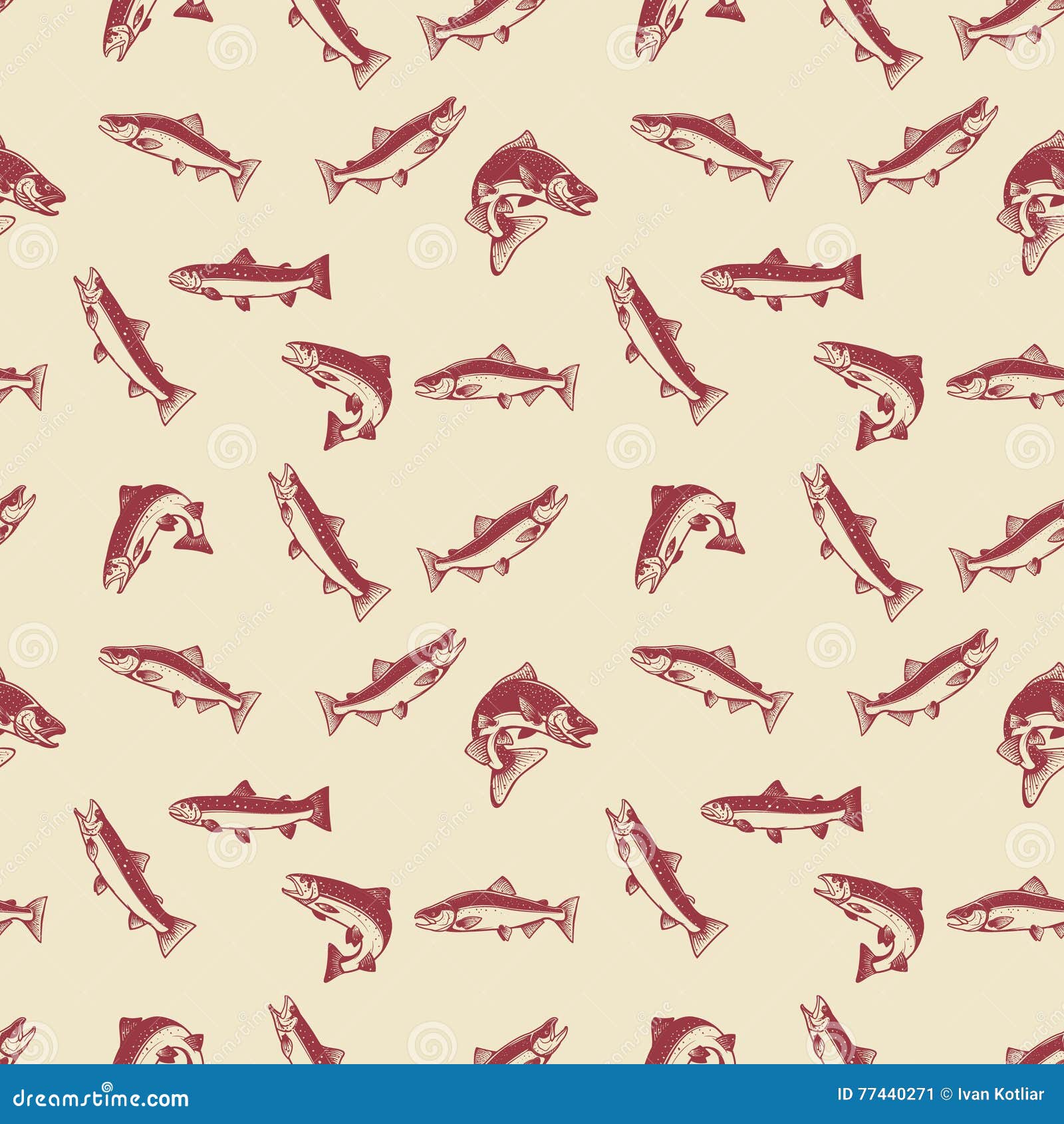 Seamless Pattern with Salmon Fish. Stock Vector - Illustration of fish ...