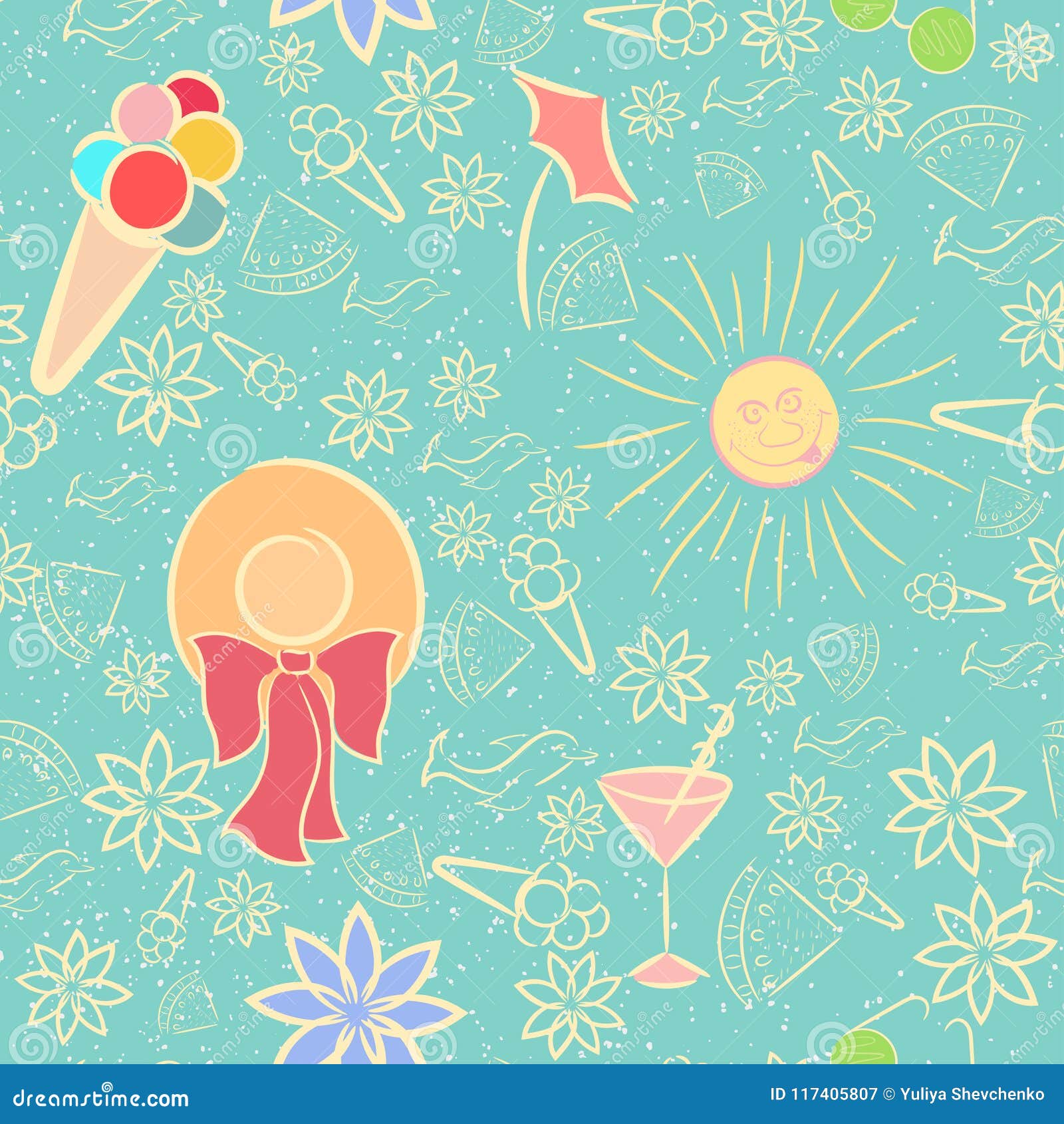 Summer Seamless Pattern with Texture Stock Vector - Illustration of ...