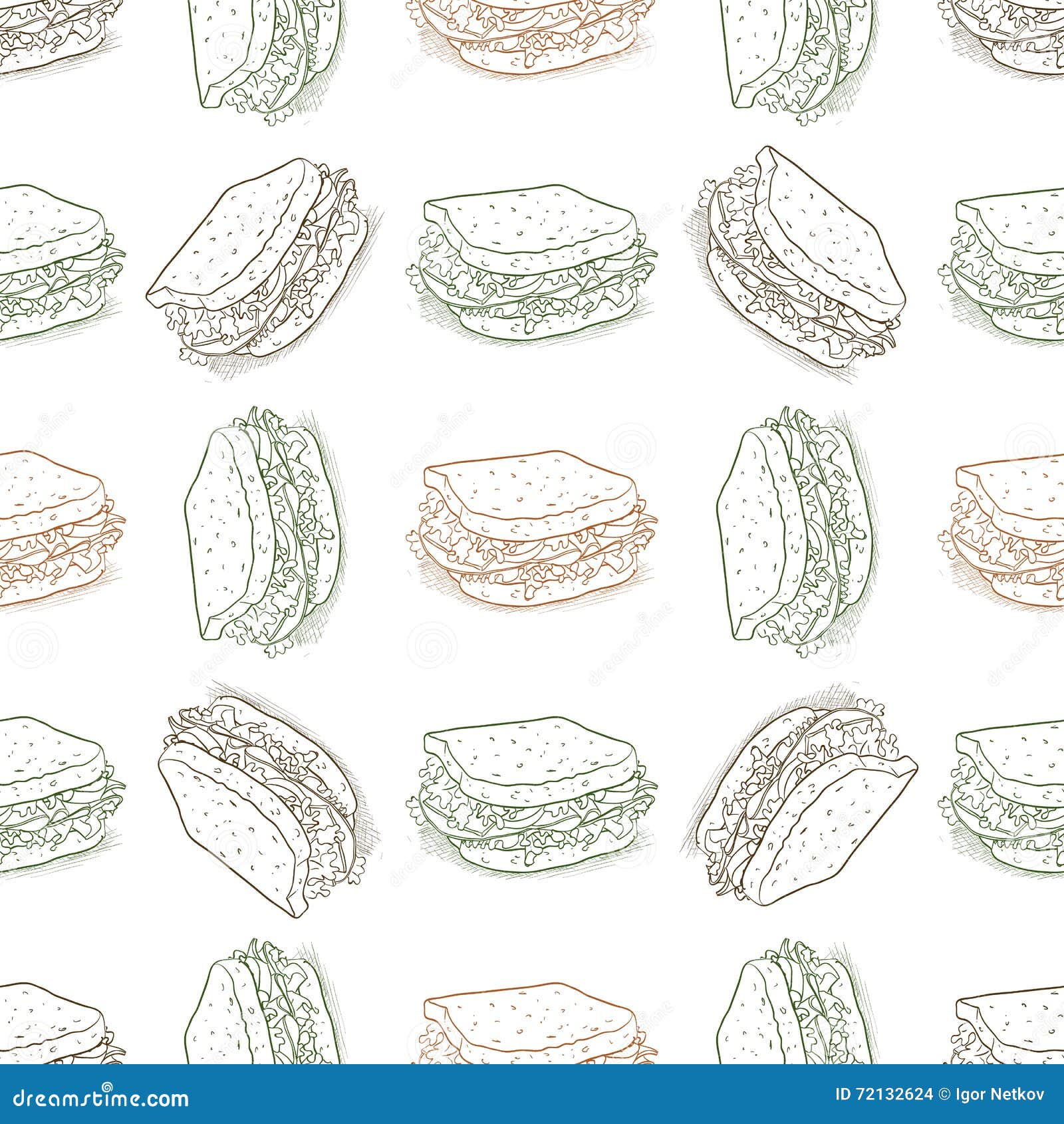 Seamless Pattern Sandwich Scetch Stock Vector - Illustration of doodle ...