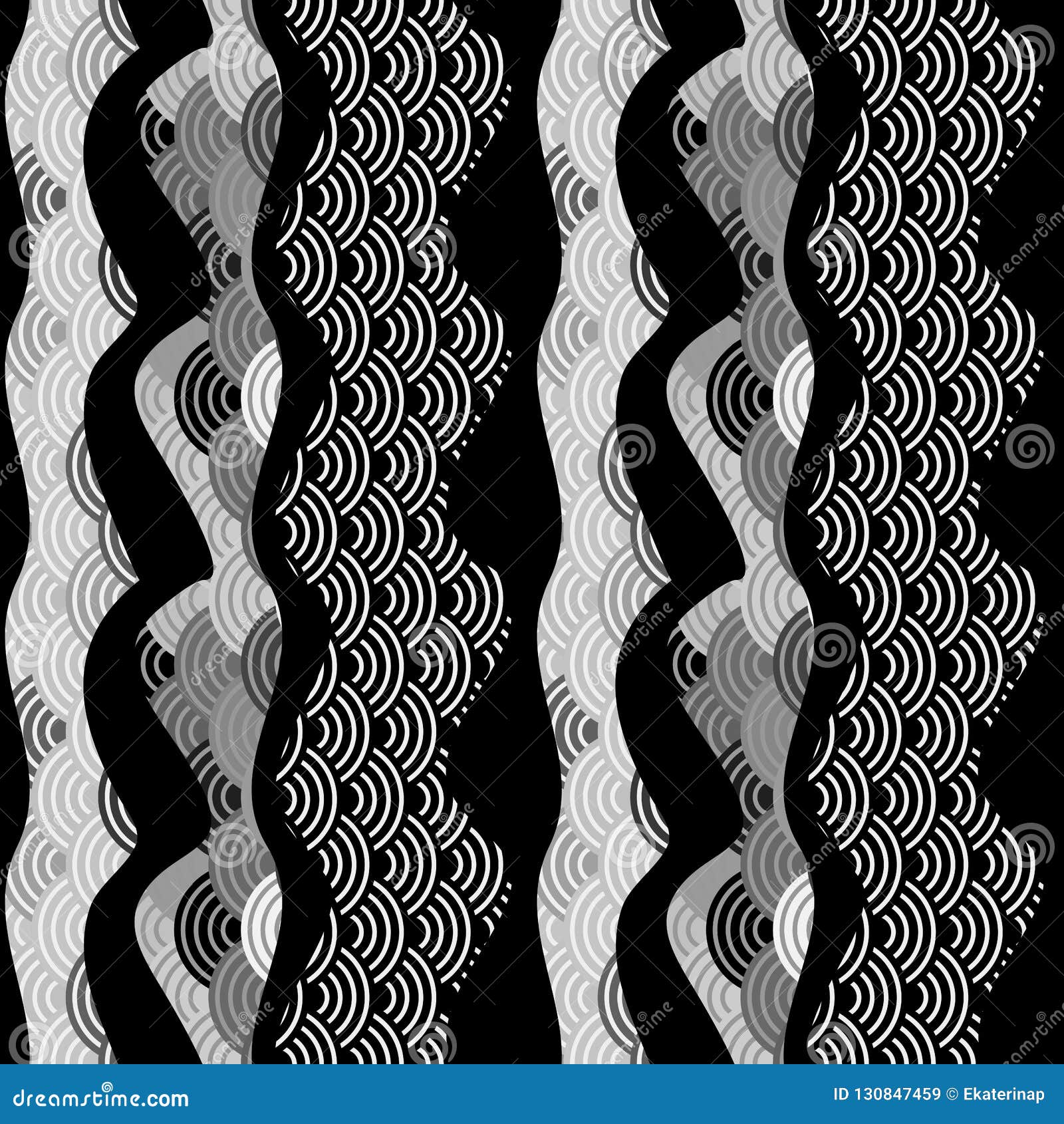 Seamless Pattern Scales Simple Nature Background with Japanese Wave ...