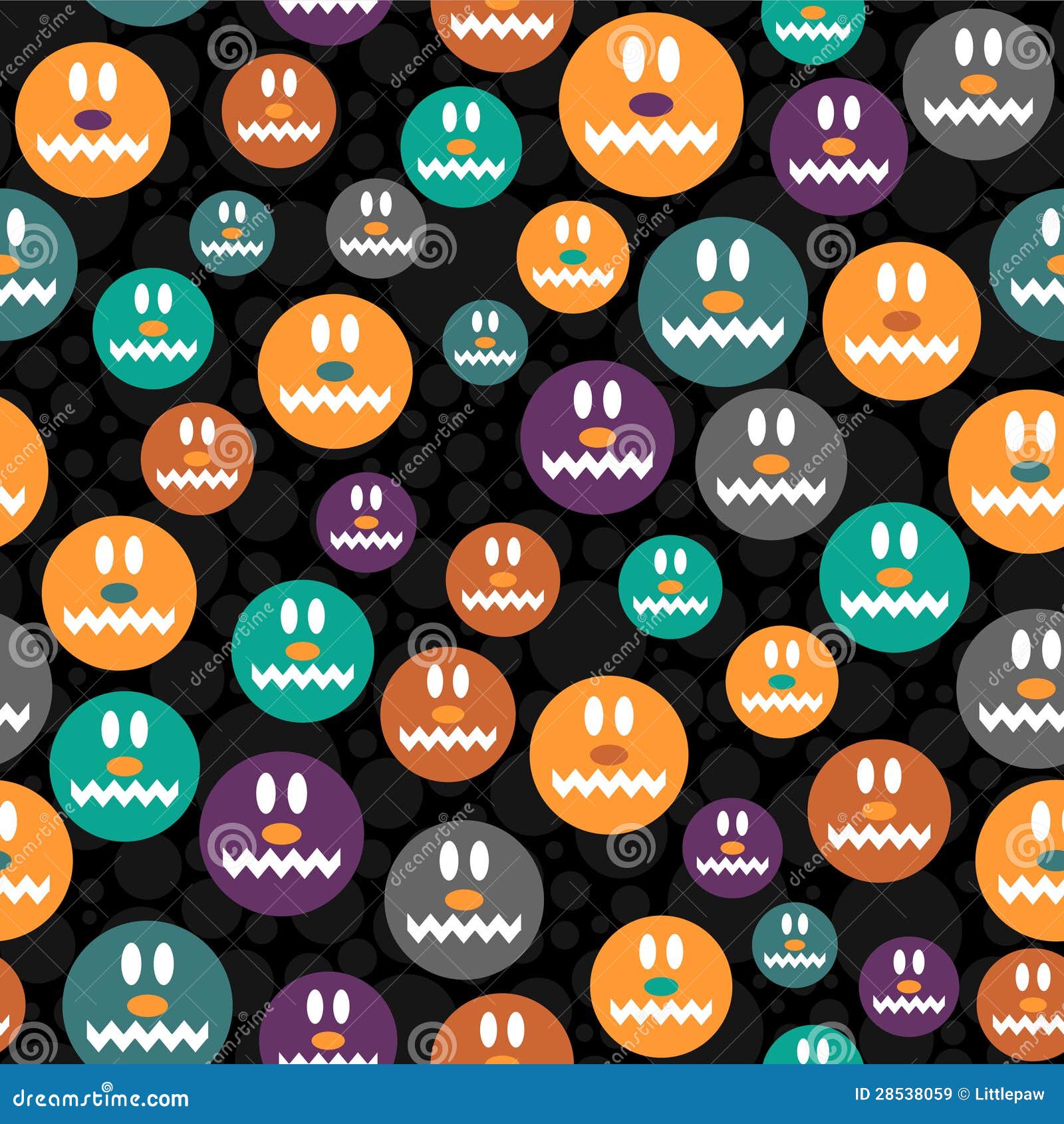Seamless Pattern with Scary Faces Stock Vector - Illustration of sweet ...