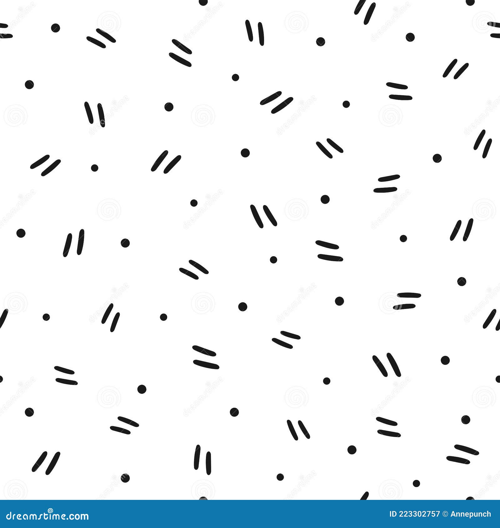 Seamless Pattern with Scattered Dots and Short Lines Hand Drawn. Stock ...