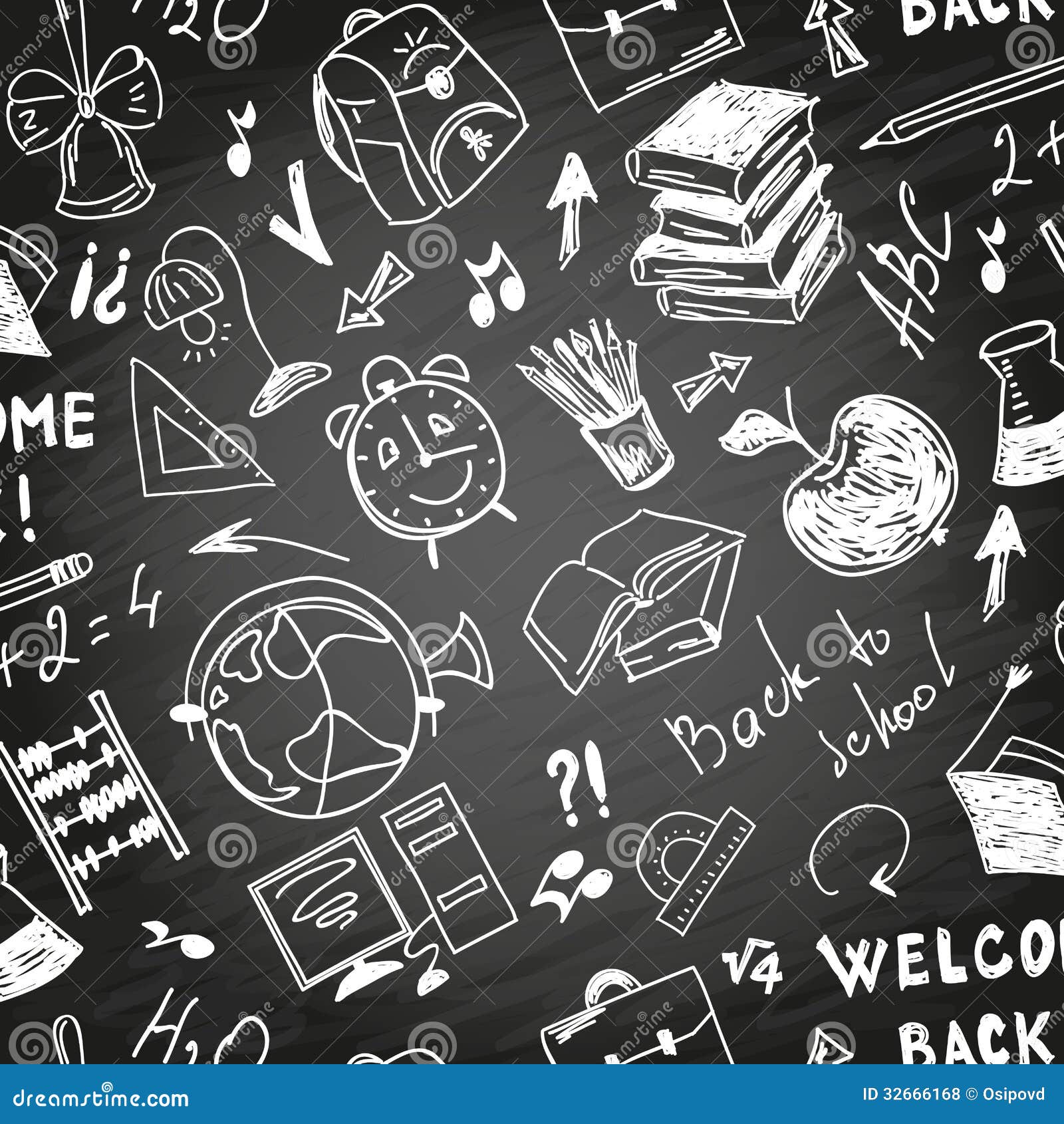 Seamless Pattern School Board Freehand Drawing Stock Vector ...