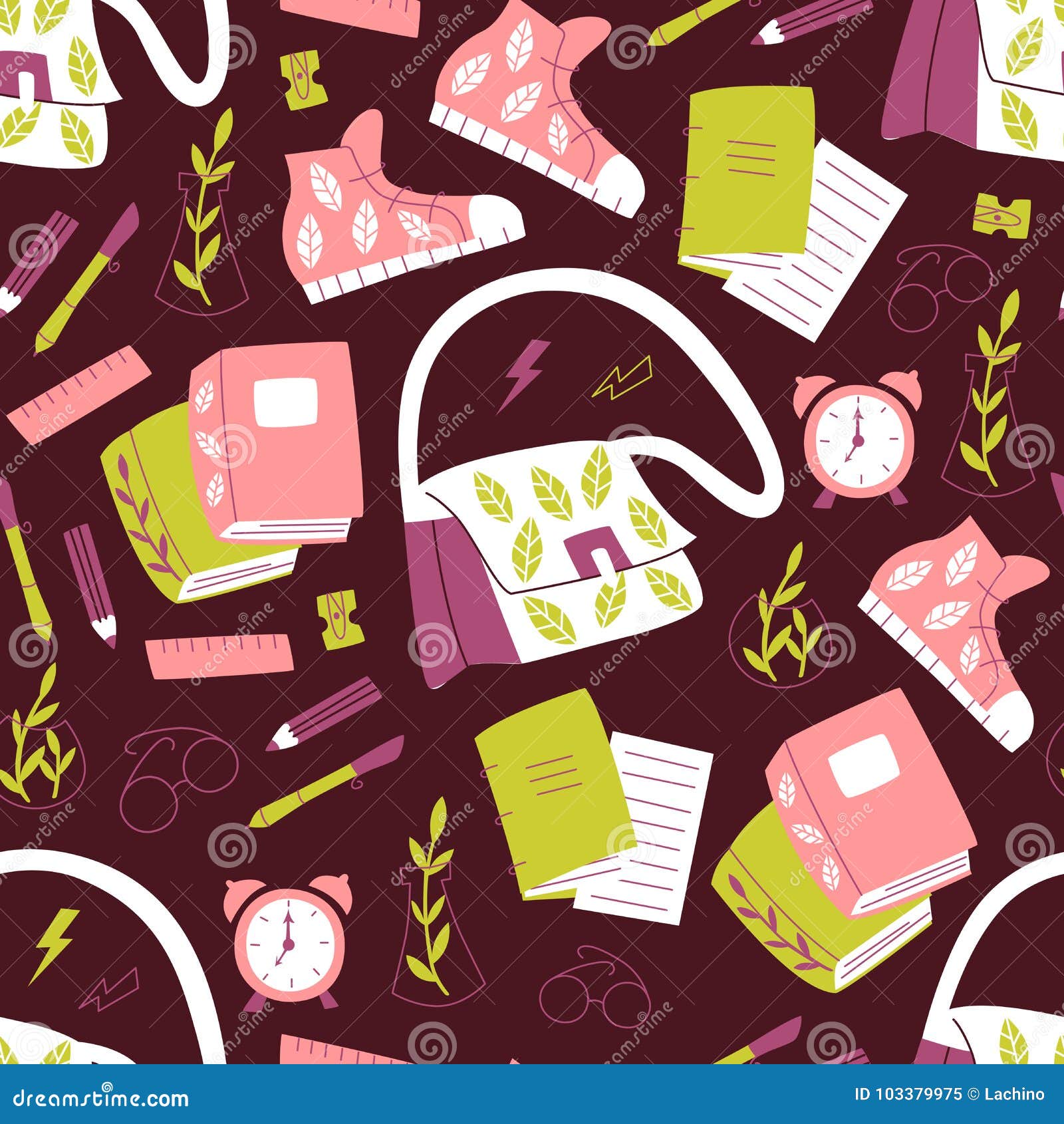 Hand Drawn Seamless Pattern with Education Items. Stock Vector ...