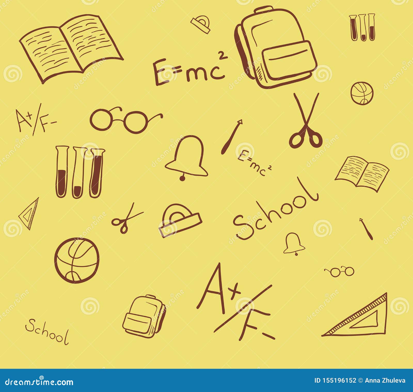Seamless Pattern of School Elements. Isolated Vector Illustration Stock ...