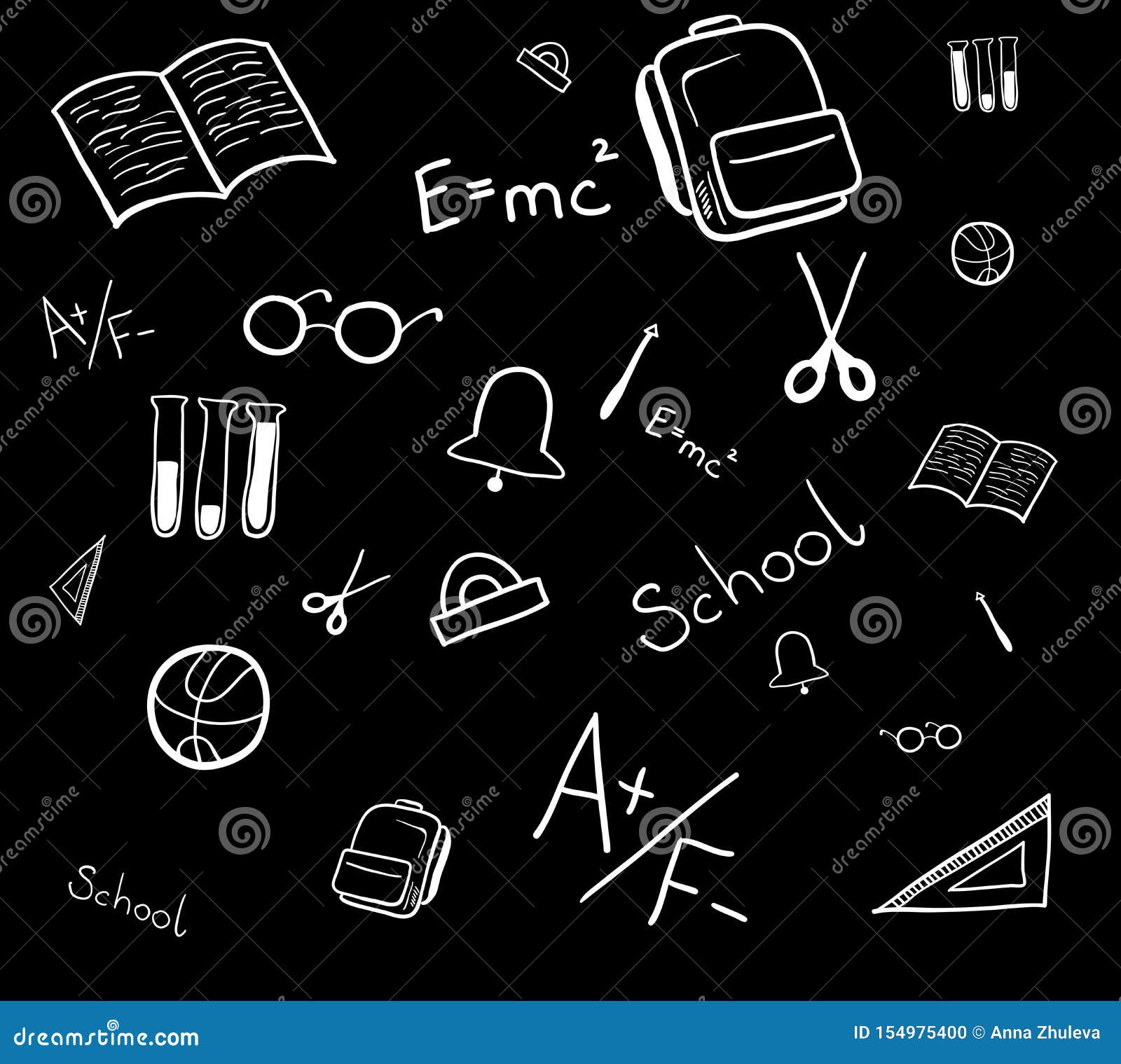 Seamless Pattern of School Elements. Isolated Vector Illustration Stock ...