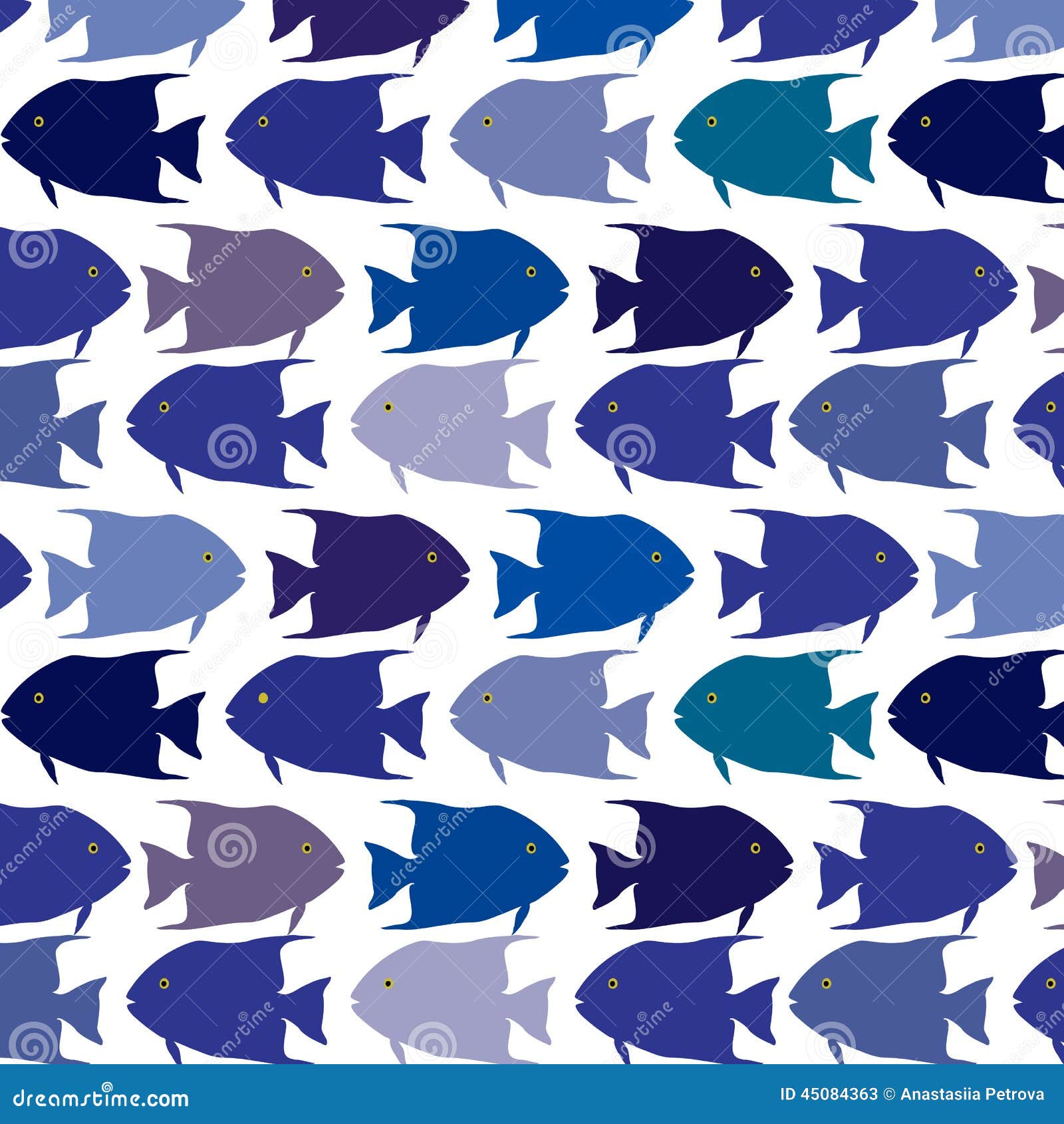 Seamless Pattern School of Fish Stock Illustration - Illustration of ...