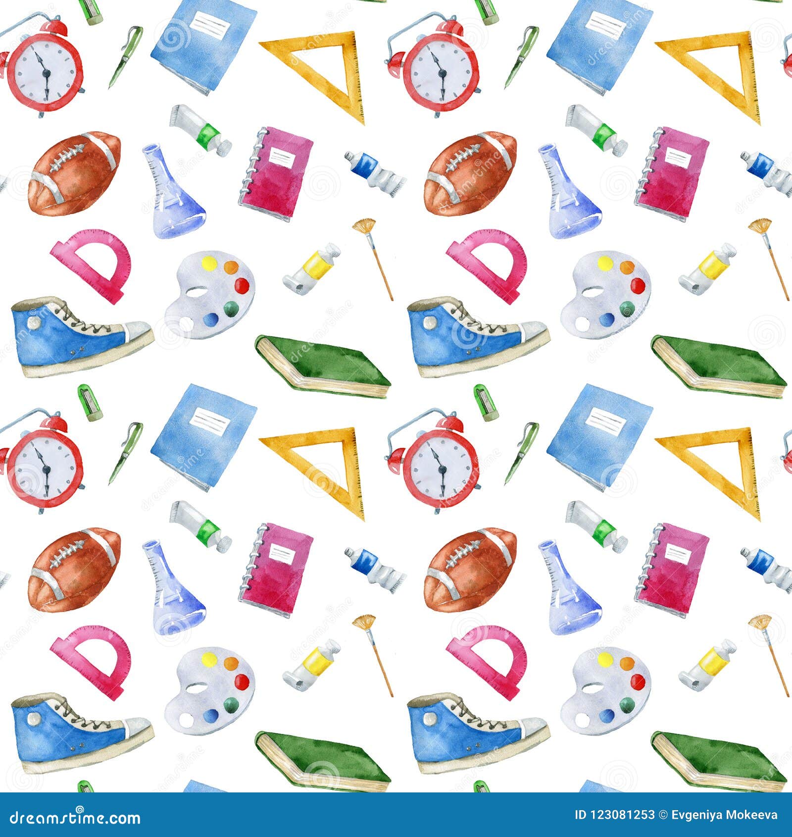 Seamless Pattern with School Items on White Background. Stock ...