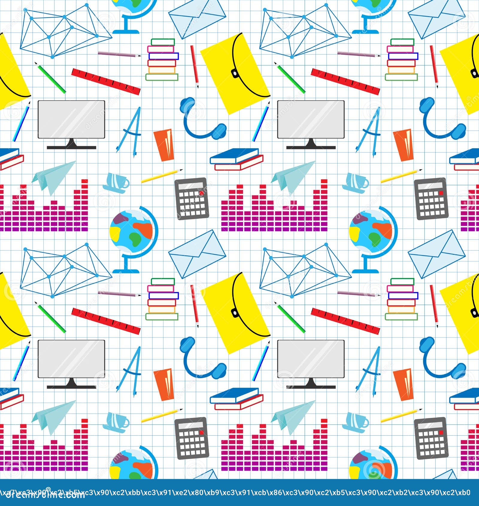 Seamless Pattern on a School Theme with Design Elements Stock Vector ...