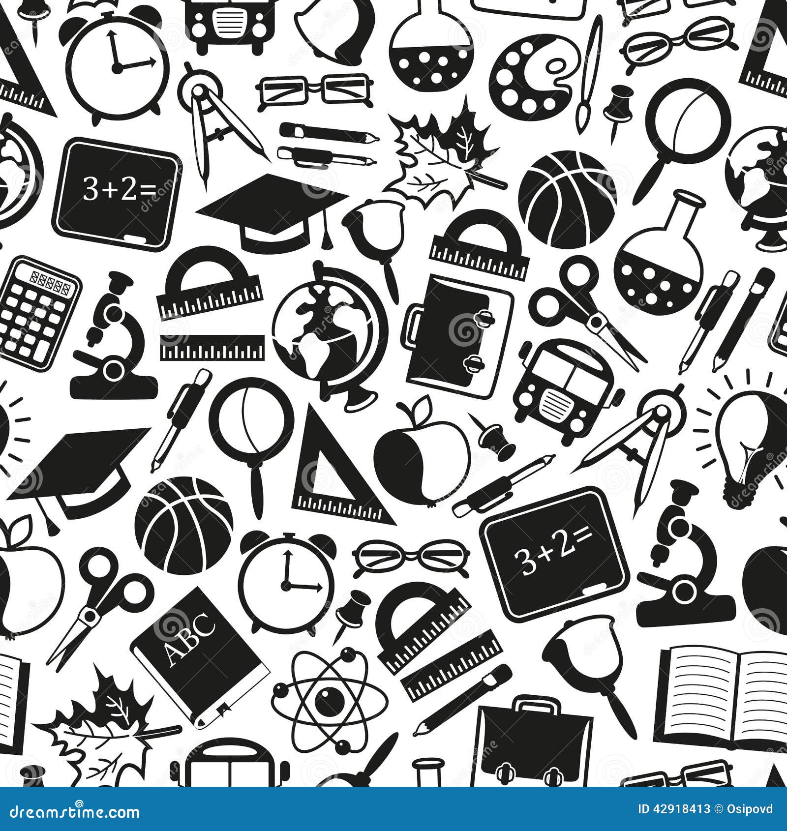 Seamless Pattern on a School Theme Stock Vector - Illustration of ...