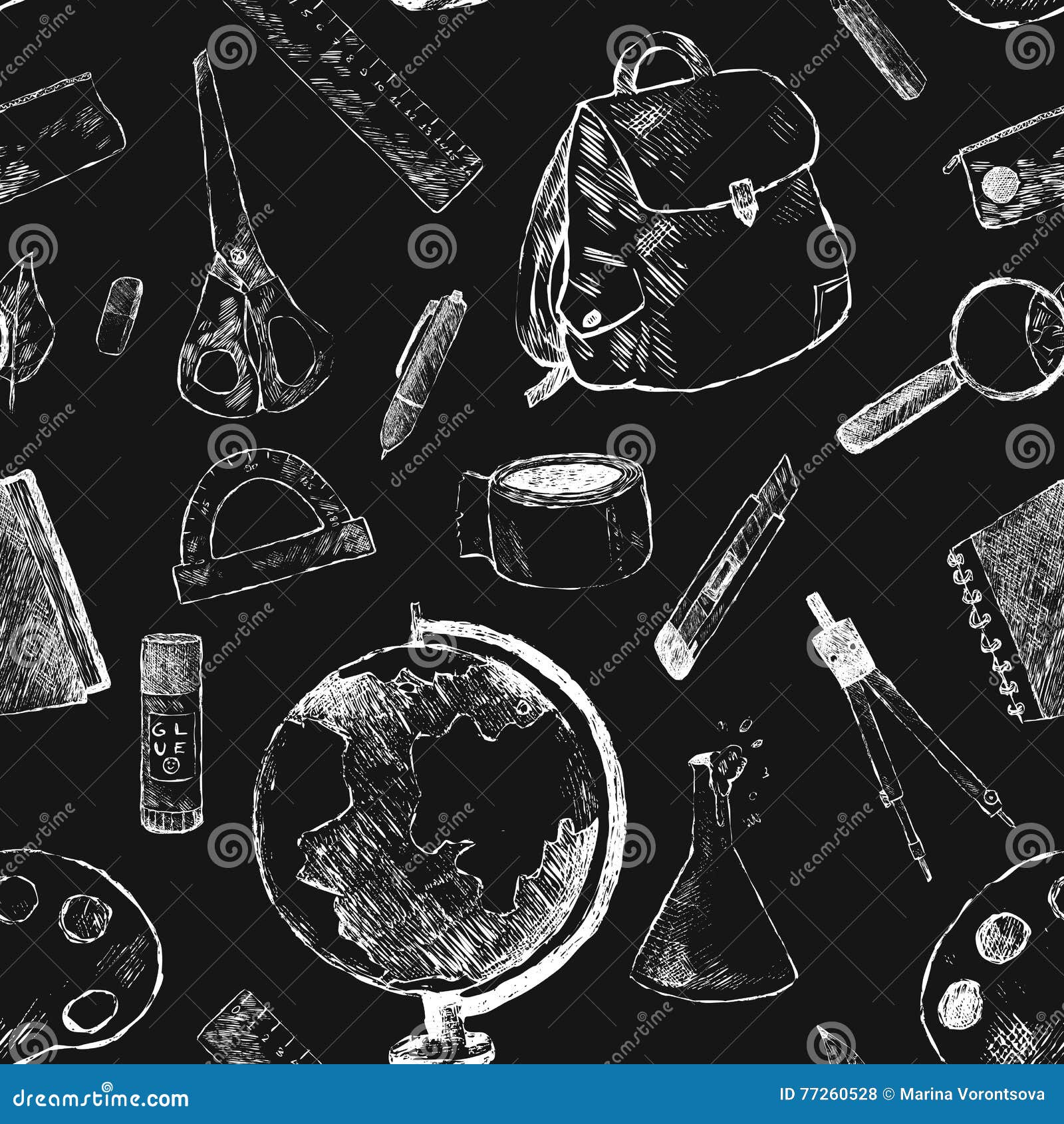 Seamless Pattern on a School Theme. Stock Vector - Illustration of ...