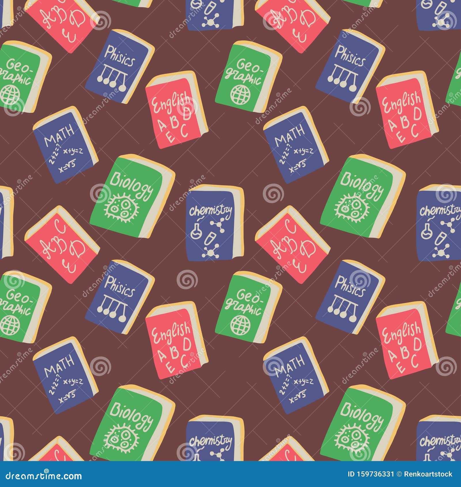 Seamless Pattern with Science Book in Cartoon Style. Stock Vector ...