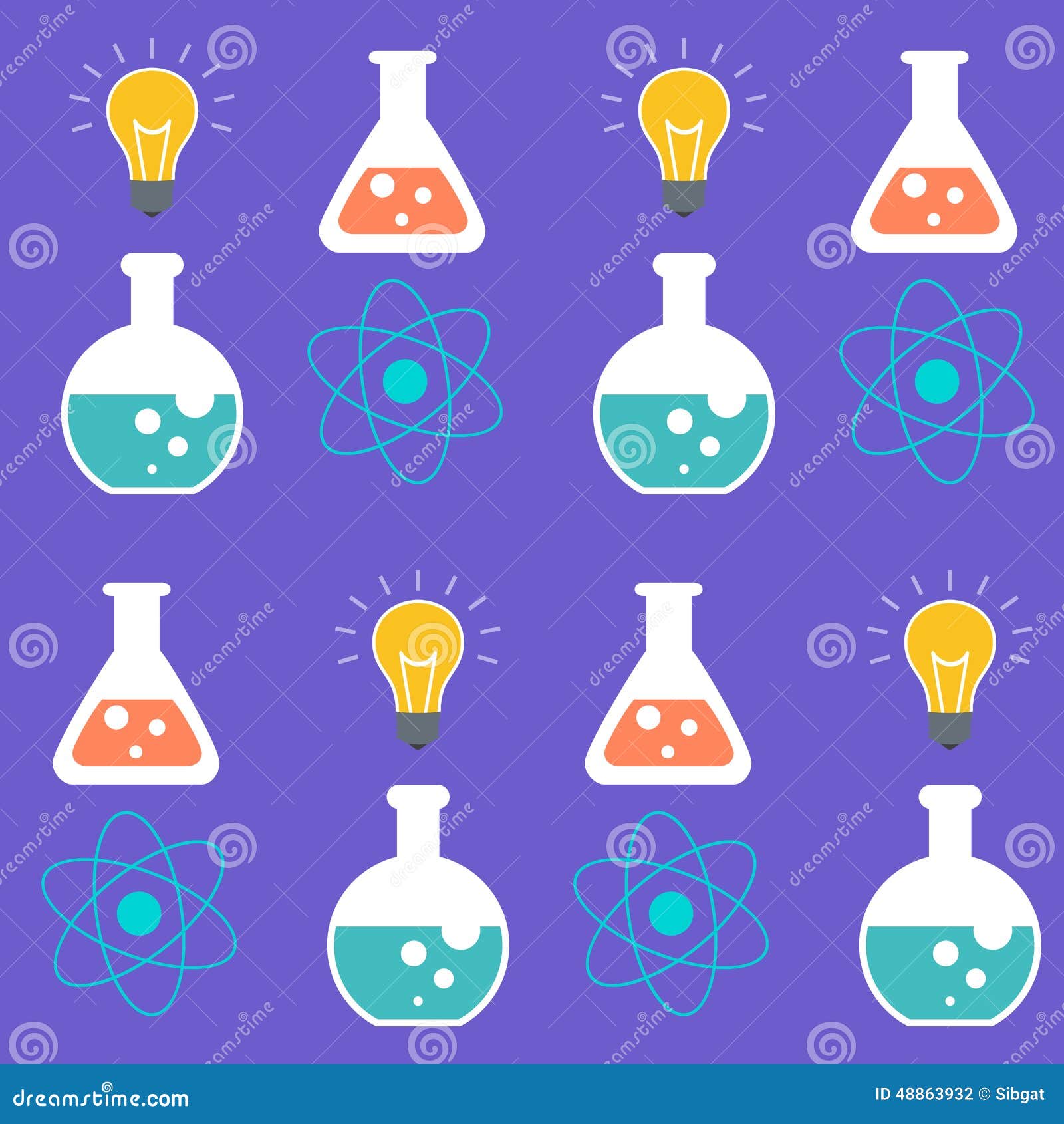 Seamless Pattern. Science Symbols Over Purple Background Stock Vector ...