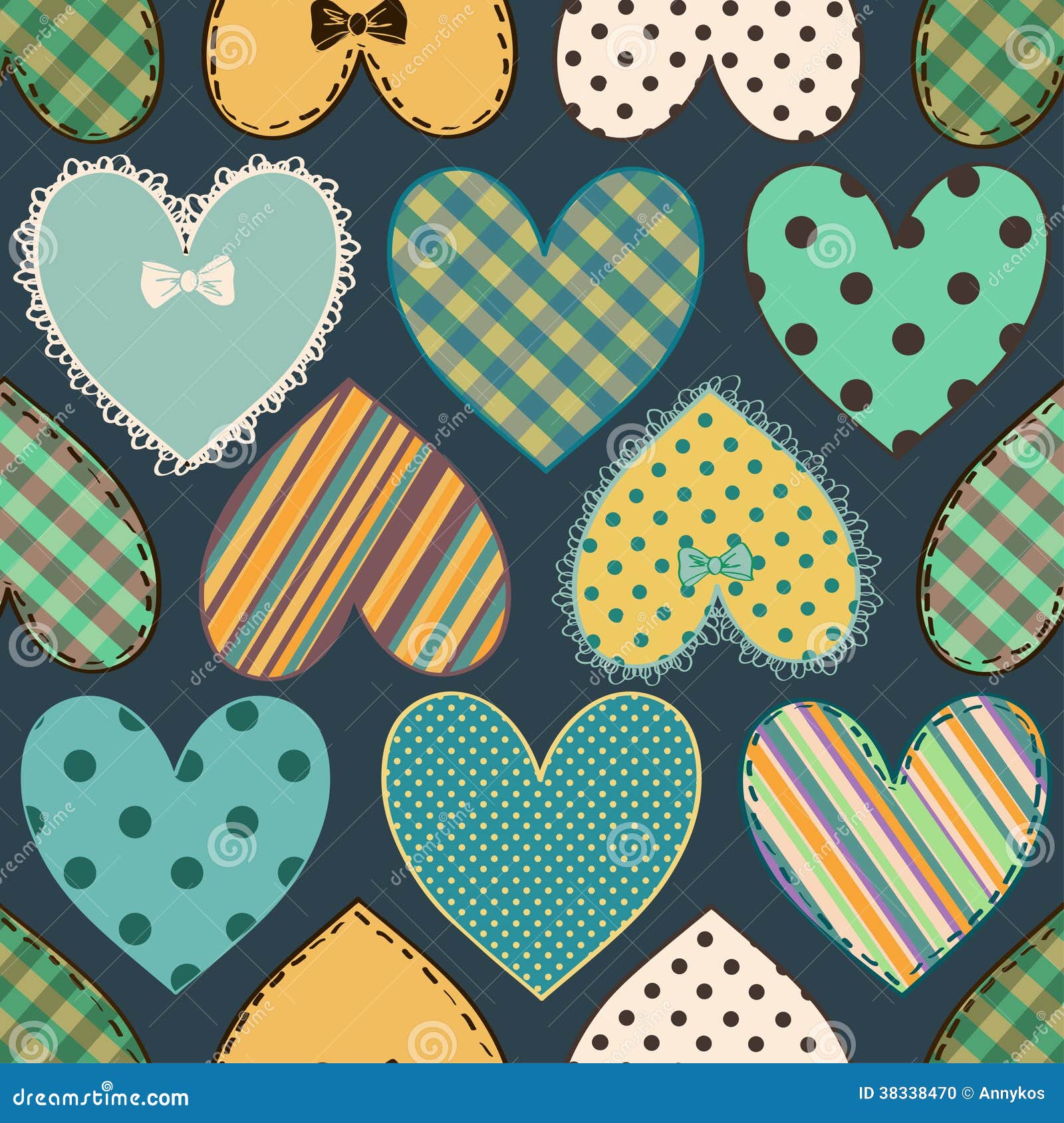Seamless Pattern of Scrapbook Hearts Stock Vector - Illustration of ...