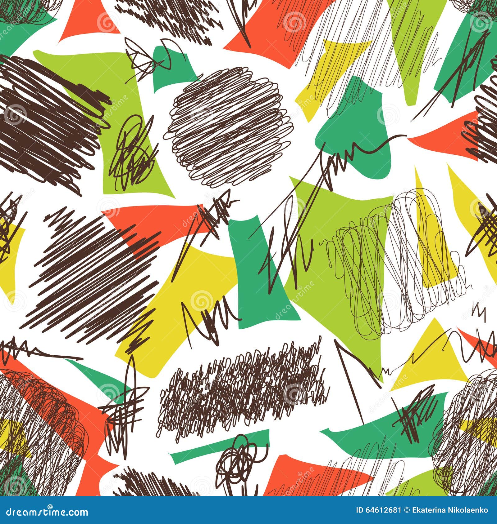 Seamless Pattern with Scribble Brushes. Stock Vector - Illustration of ...