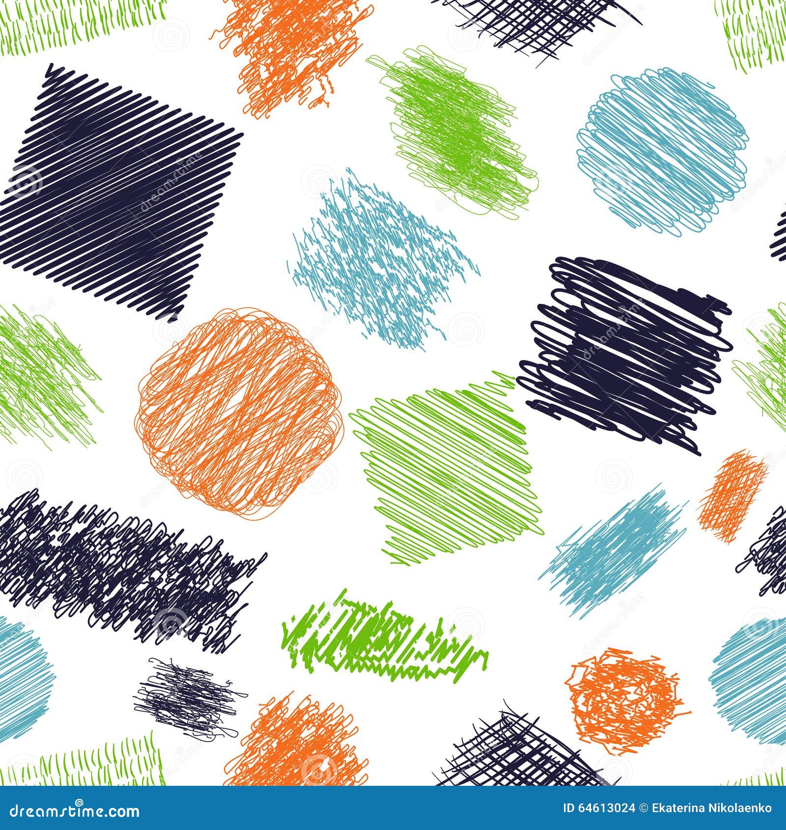 Seamless Pattern with Scribble Brushes. Collection of Ink Lines, Set of ...