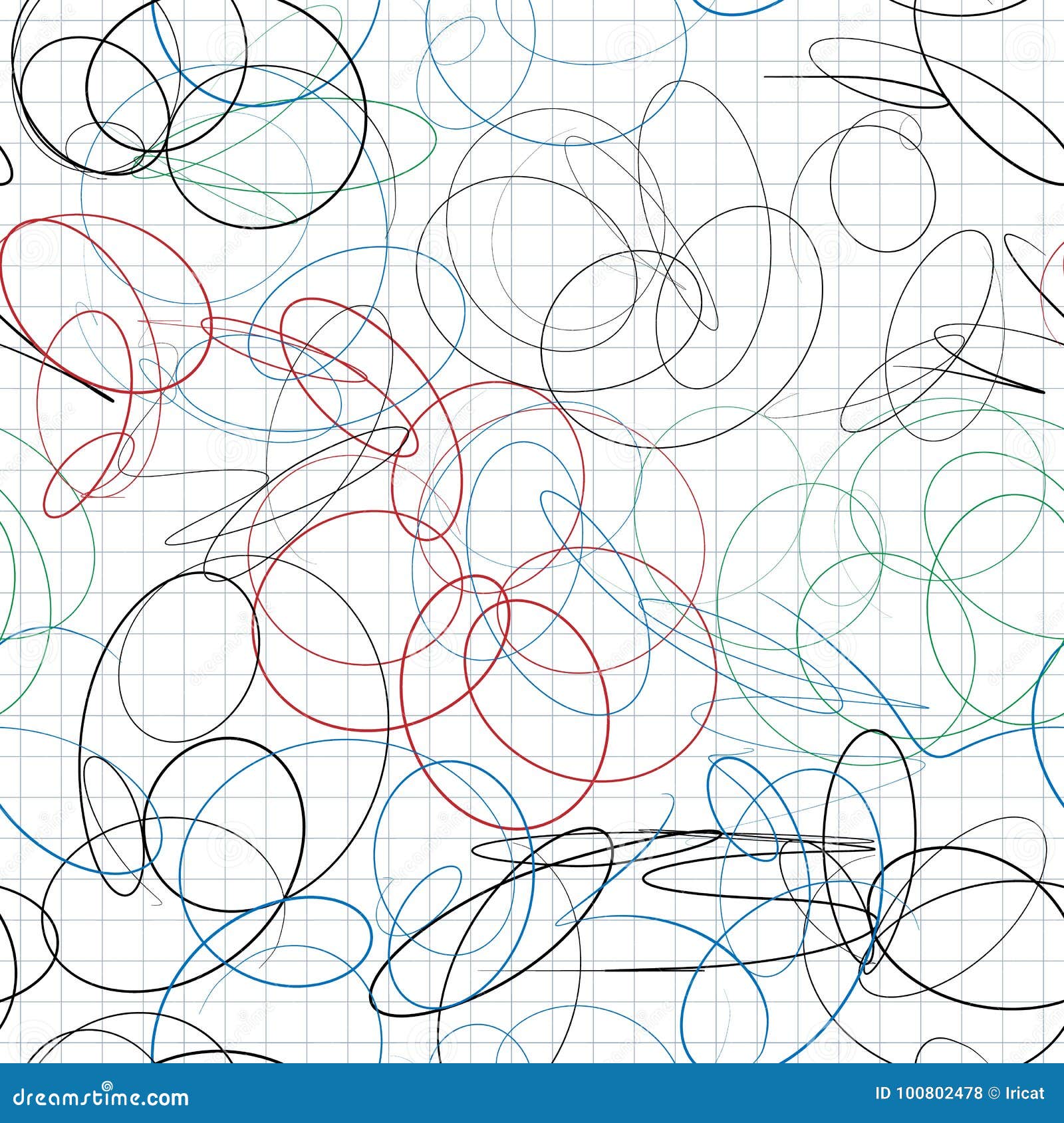 Seamless Pattern of Scribble in Notebook Sheet in a Cage. Multicolored ...