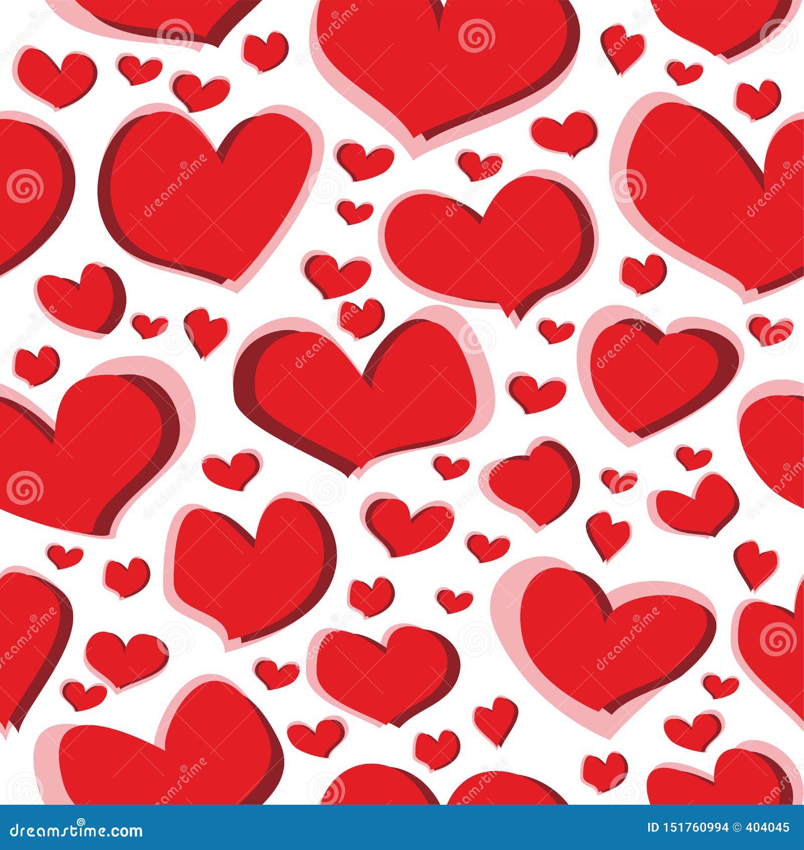 Seamless Pattern Scribble of Red Heart Figures on a White Background ...