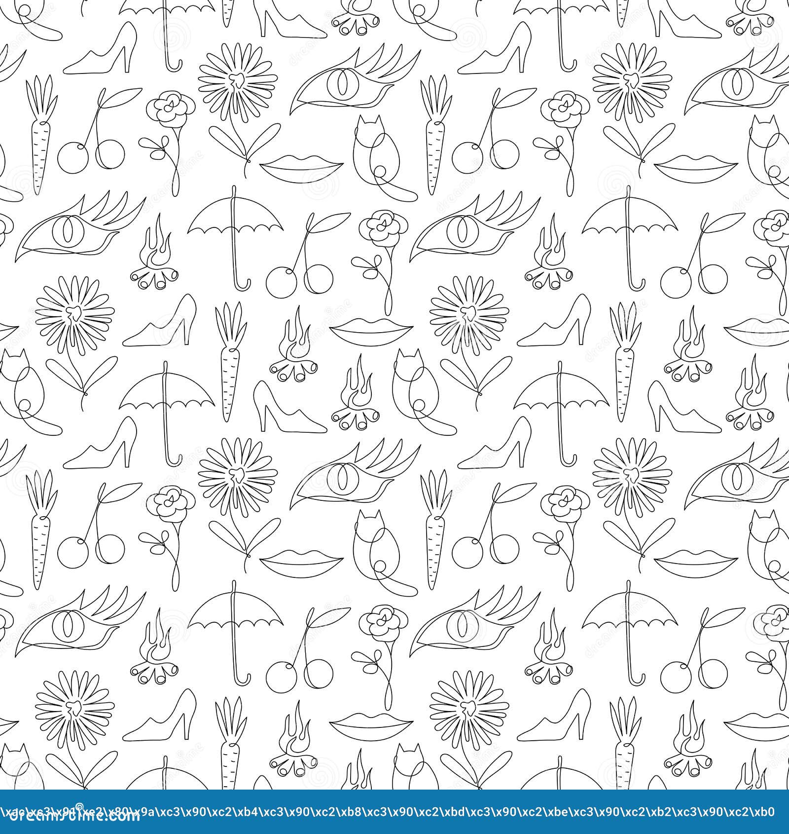 Seamless Pattern of Scribble in the Style of Line Art Stock Vector ...