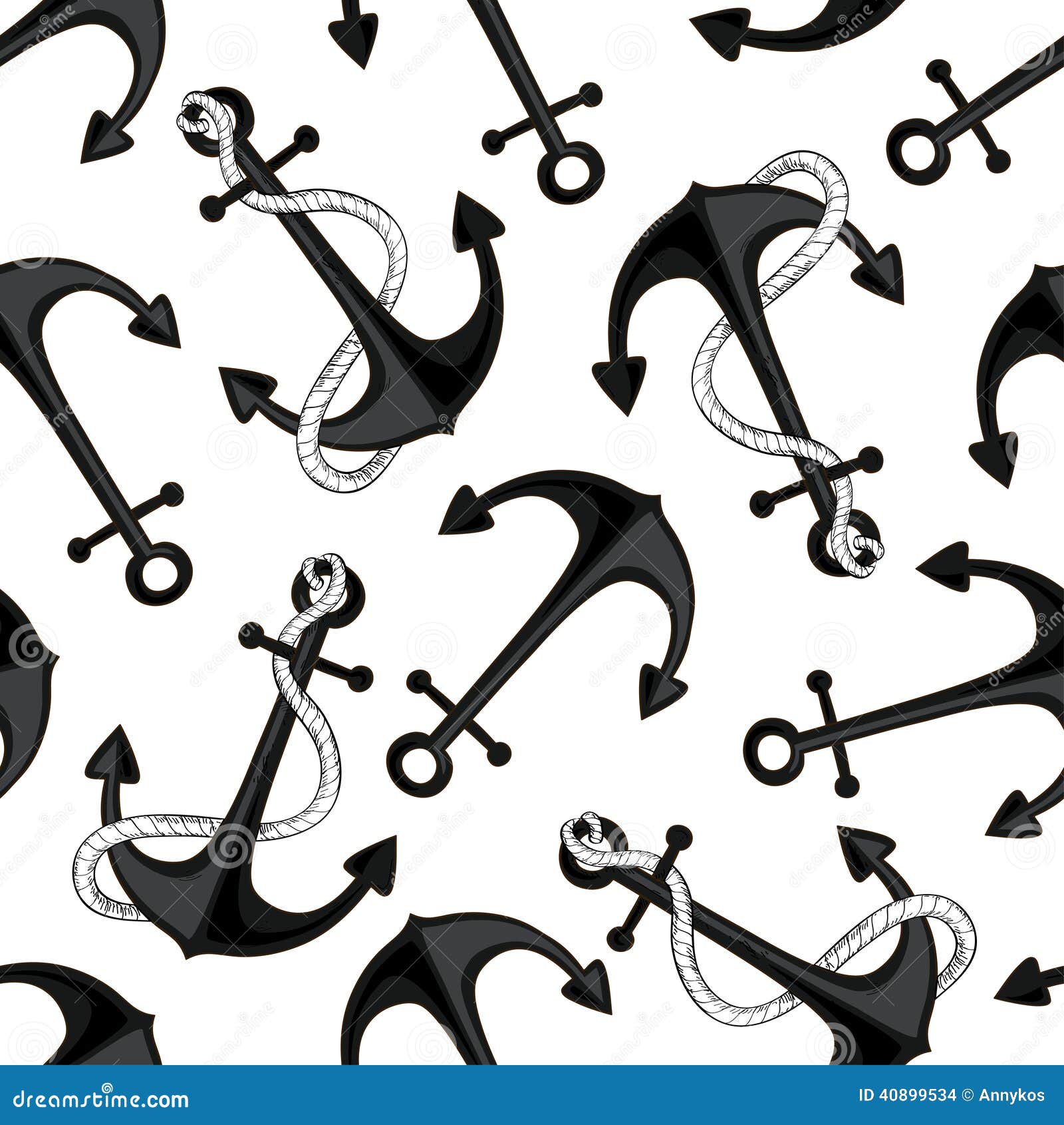 Seamless Pattern of Sea Anchors Stock Vector - Illustration of ...
