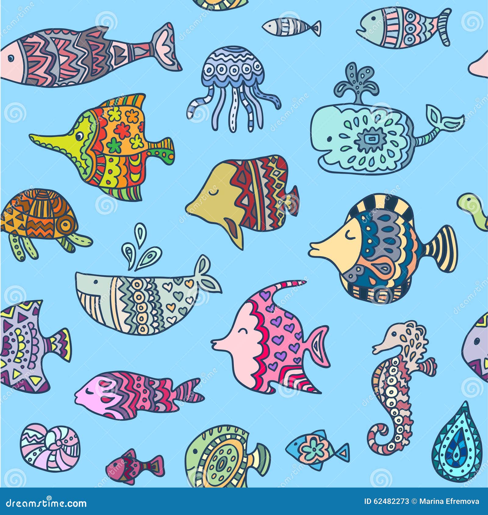Seamless Pattern with Sea Creatures Stock Vector - Illustration of ...