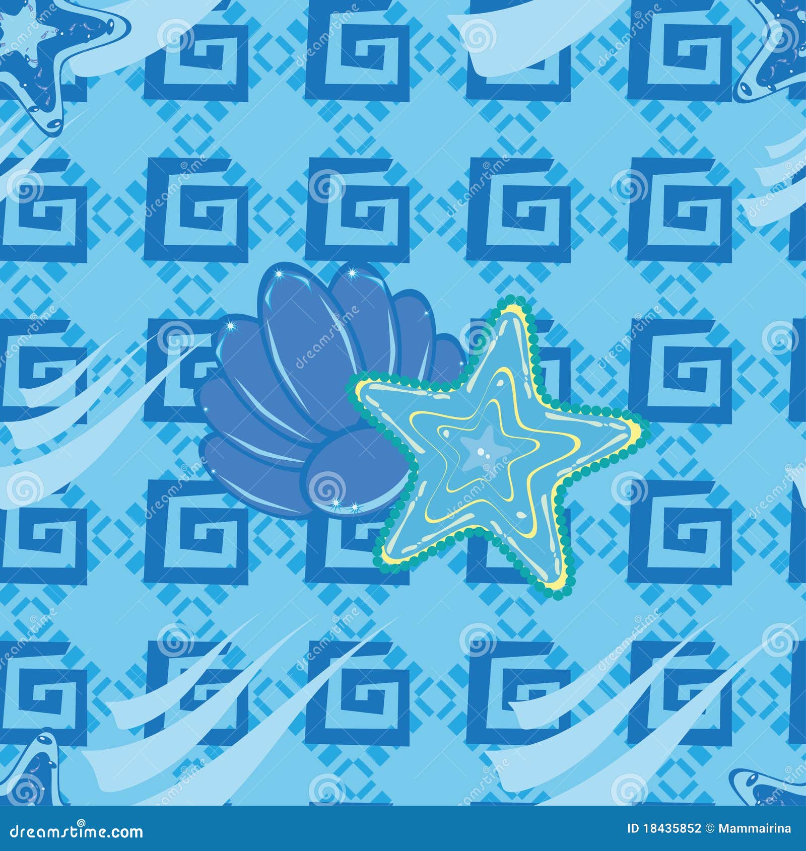 Seamless Pattern with Sea Motives Stock Vector - Illustration of animal ...