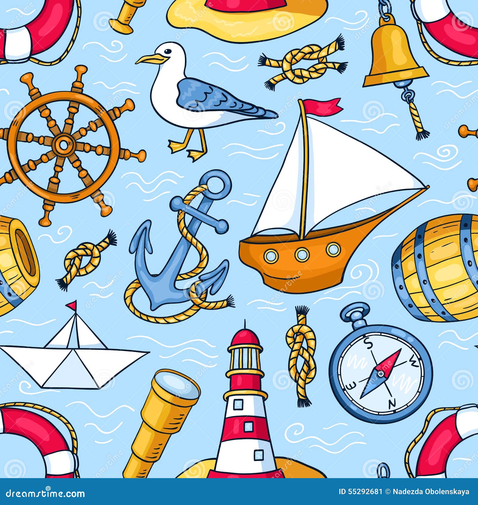 Seamless Pattern with Sea Objects Stock Vector - Illustration of ... Seamless Pattern with Sea Objects Stock Vector - Illustration of ...