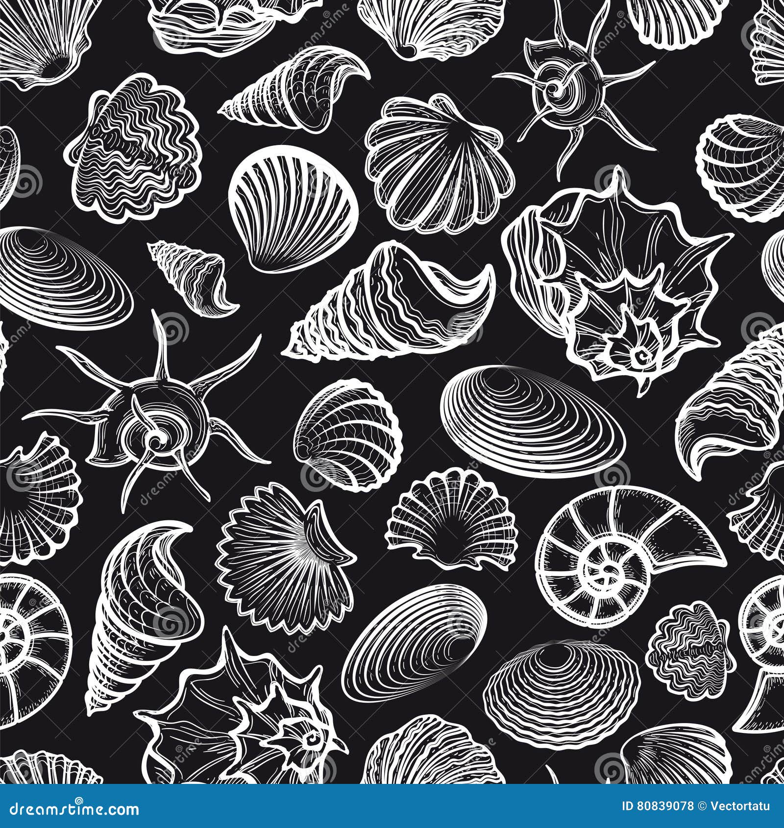Seamless Pattern with Sea Shells Stock Vector - Illustration of adult ...