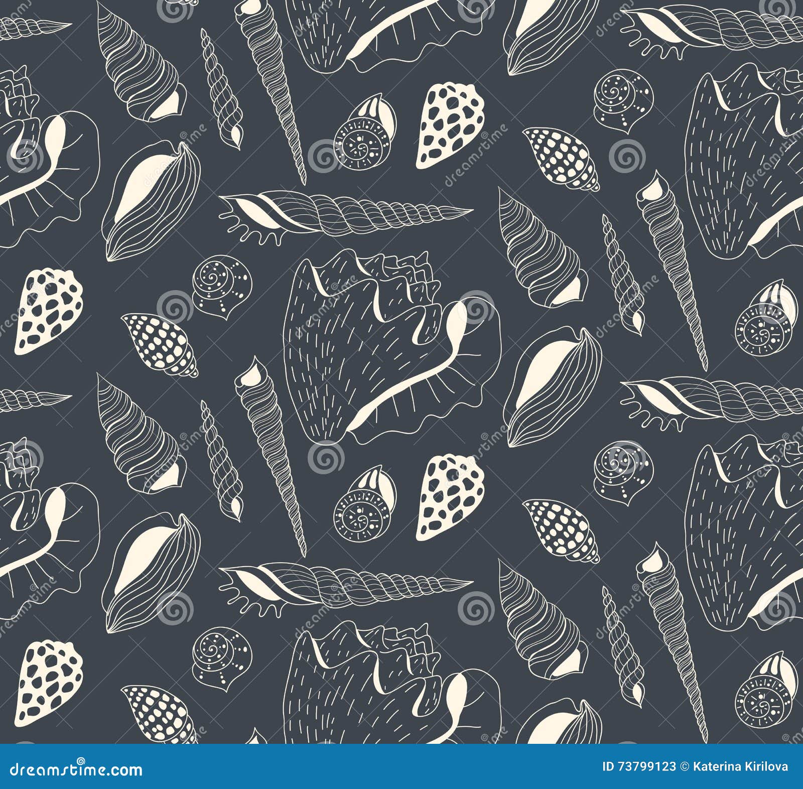 Seamless Pattern with Sea Shells Stock Illustration - Illustration of ...